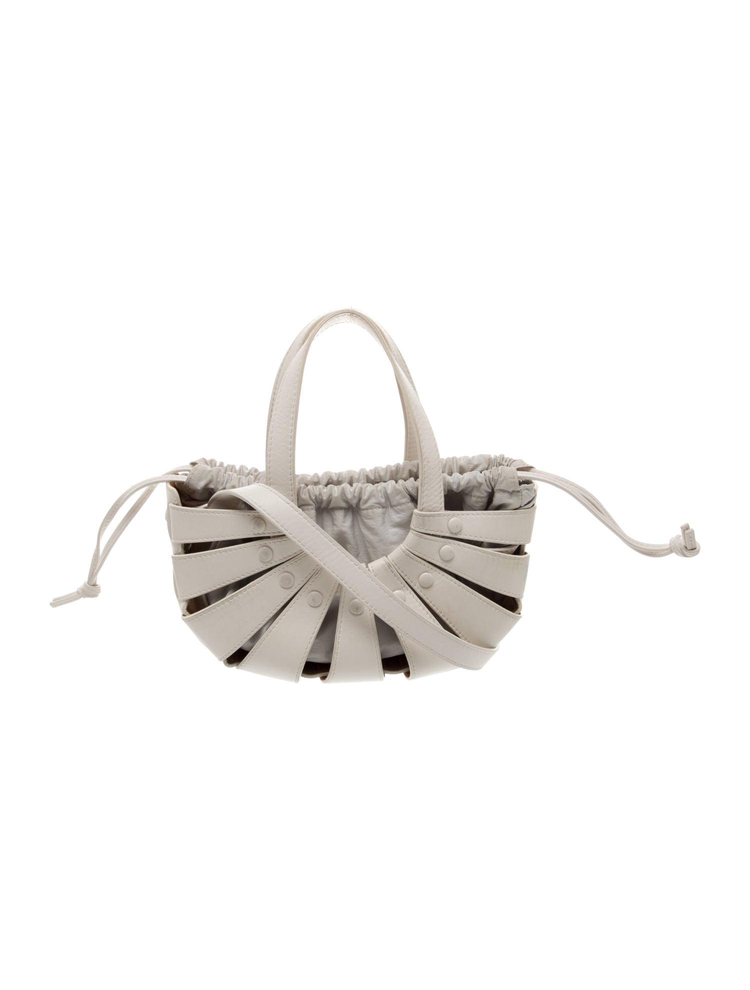 Bottega Veneta Leather Shell Small - White Handle Bags, Handbags ...