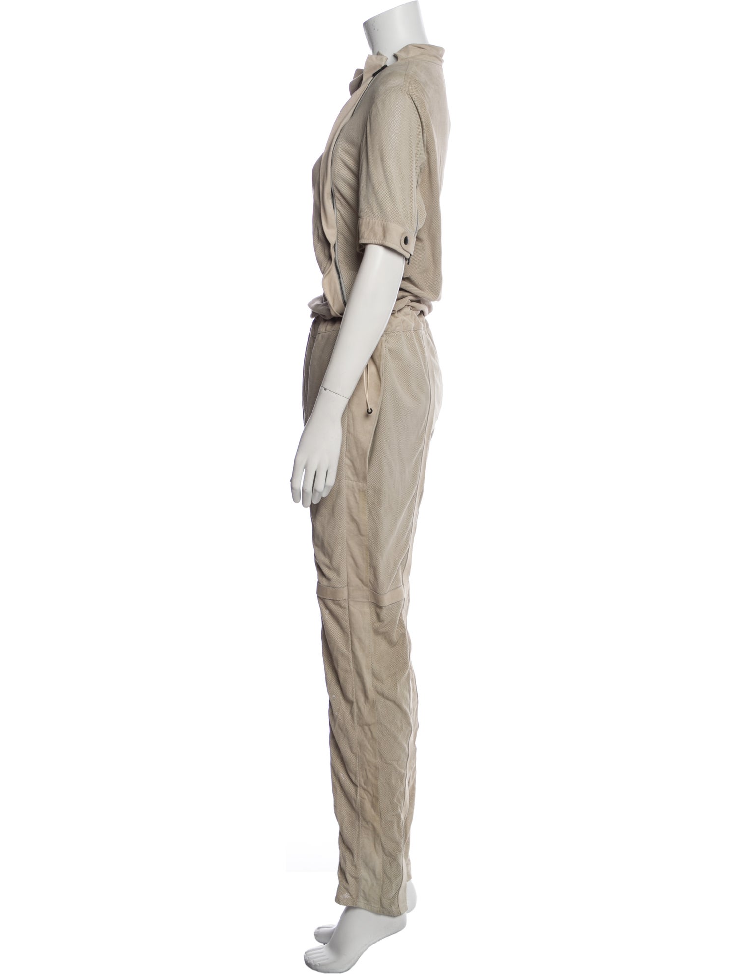 Staud Plaid Print Plunge Neckline Jumpsuit - Brown, 15.75" Rise ...