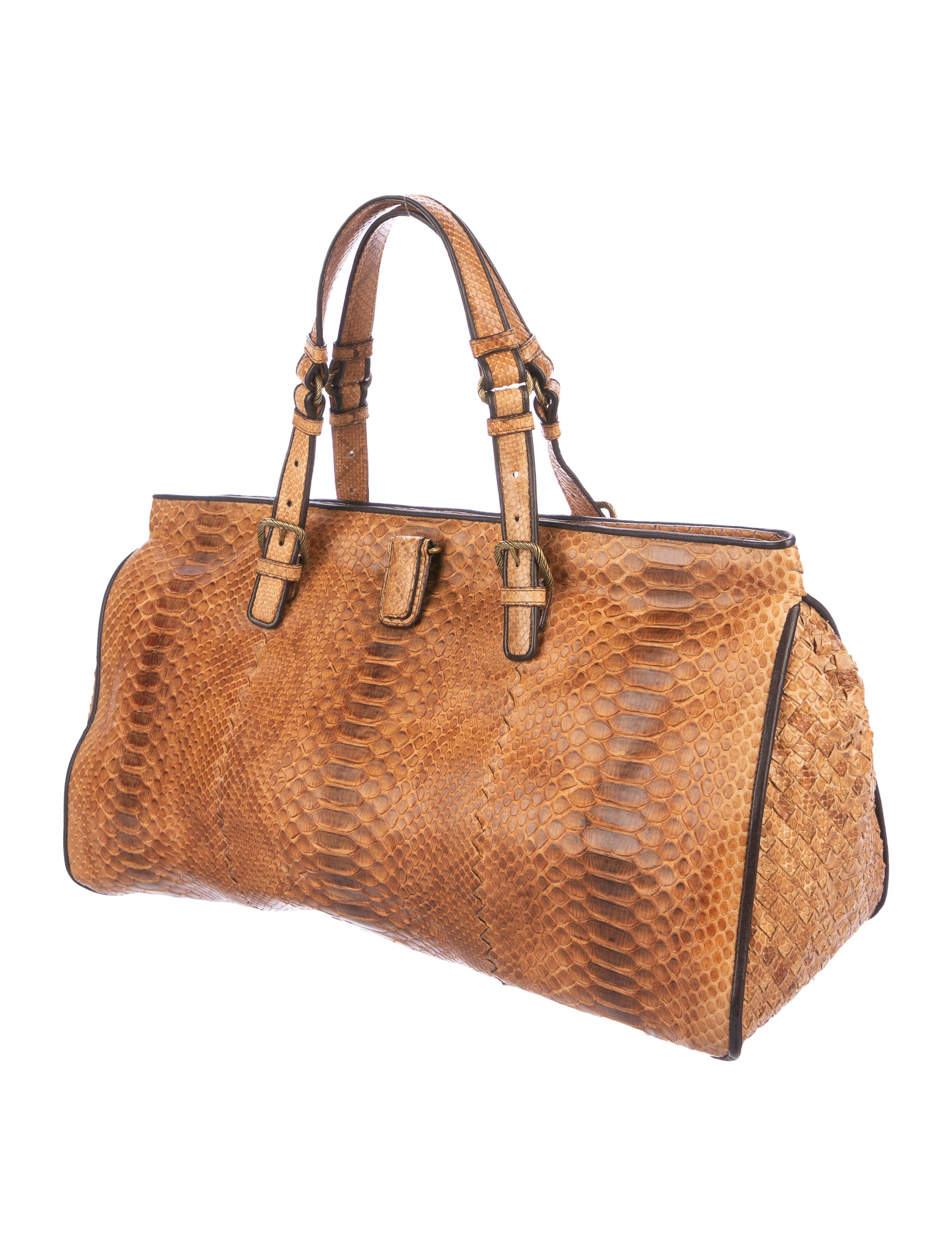 Bottega Veneta Python Leather-Trimmed Tote - Handbags - BOT65178 | The ...