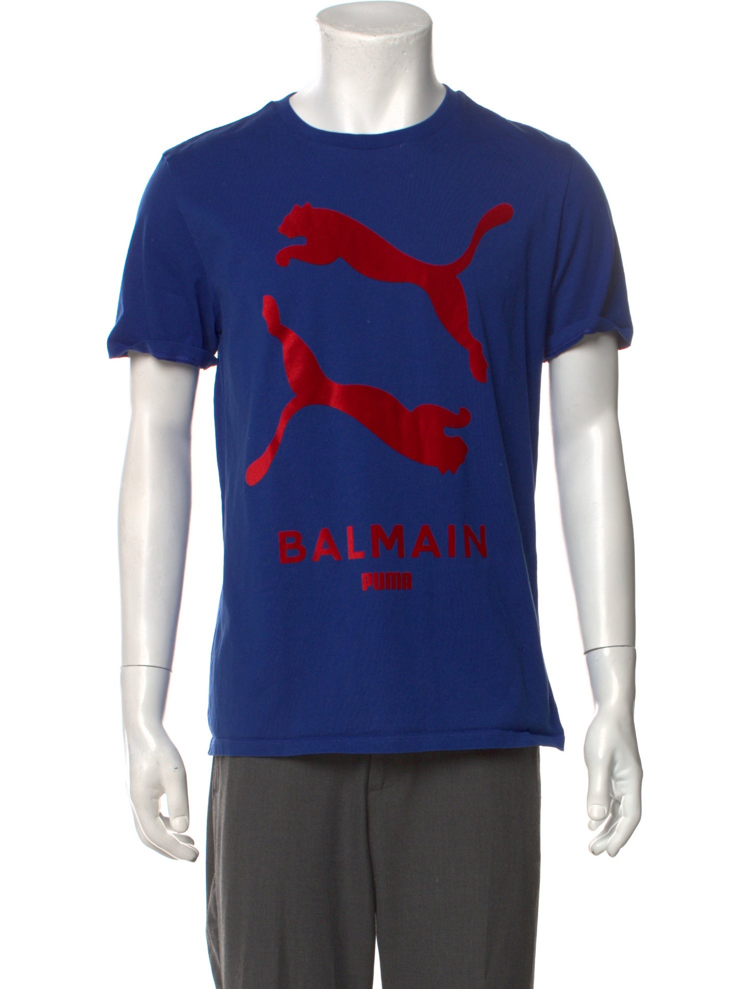 Balmain x Puma Graphic Print Crew Neck T-Shirt - Blue T-Shirts ...