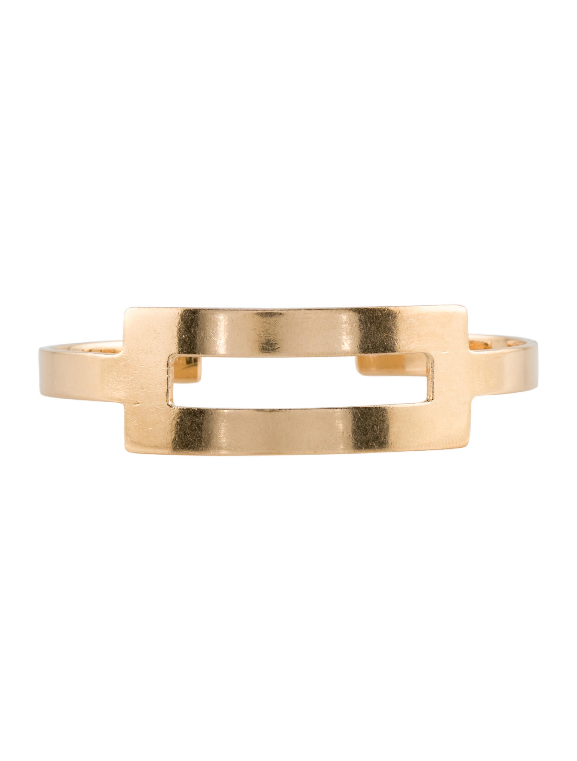 Bracelet 16K Open Rectangle Bangle Bracelet - 16K Yellow Gold Bangle ...