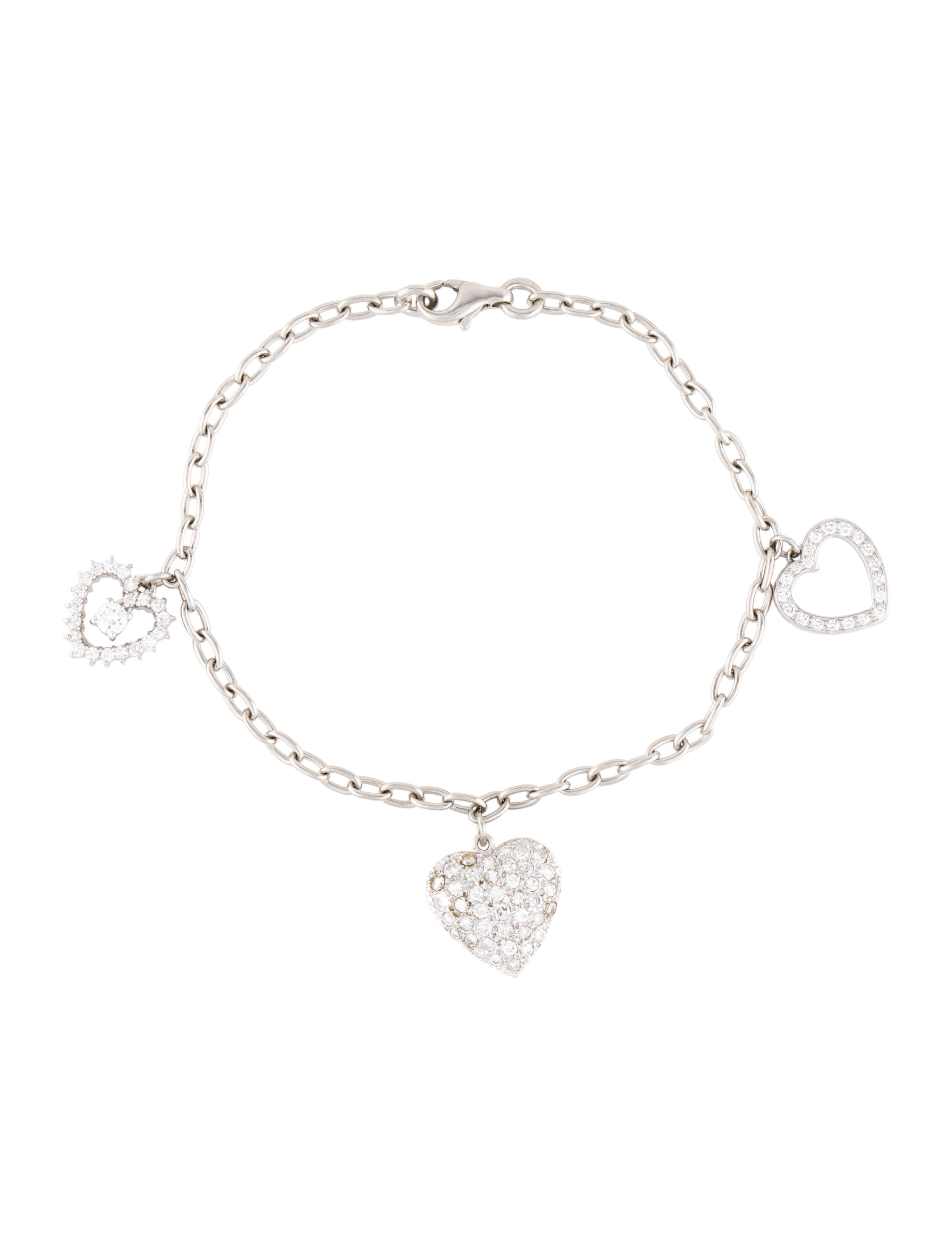 Roberto Coin 18K Diamond Peace Sign Charm Bracelet - 18K White Gold ...