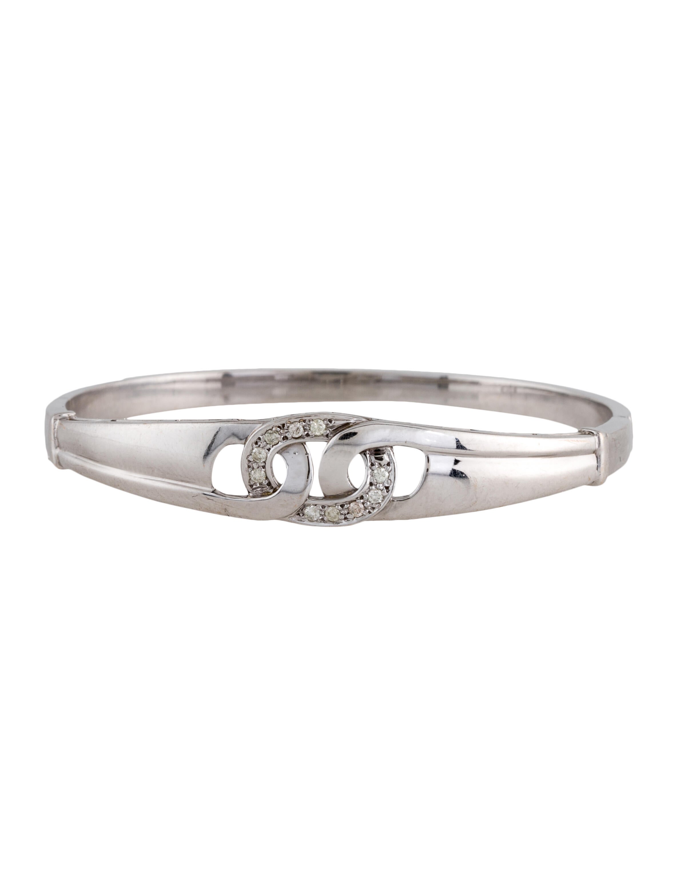Bracelet 14K Diamond Linked Hinged Bangle - 14K White Gold Bangle, Bracelets - BRACE108040 | The ...