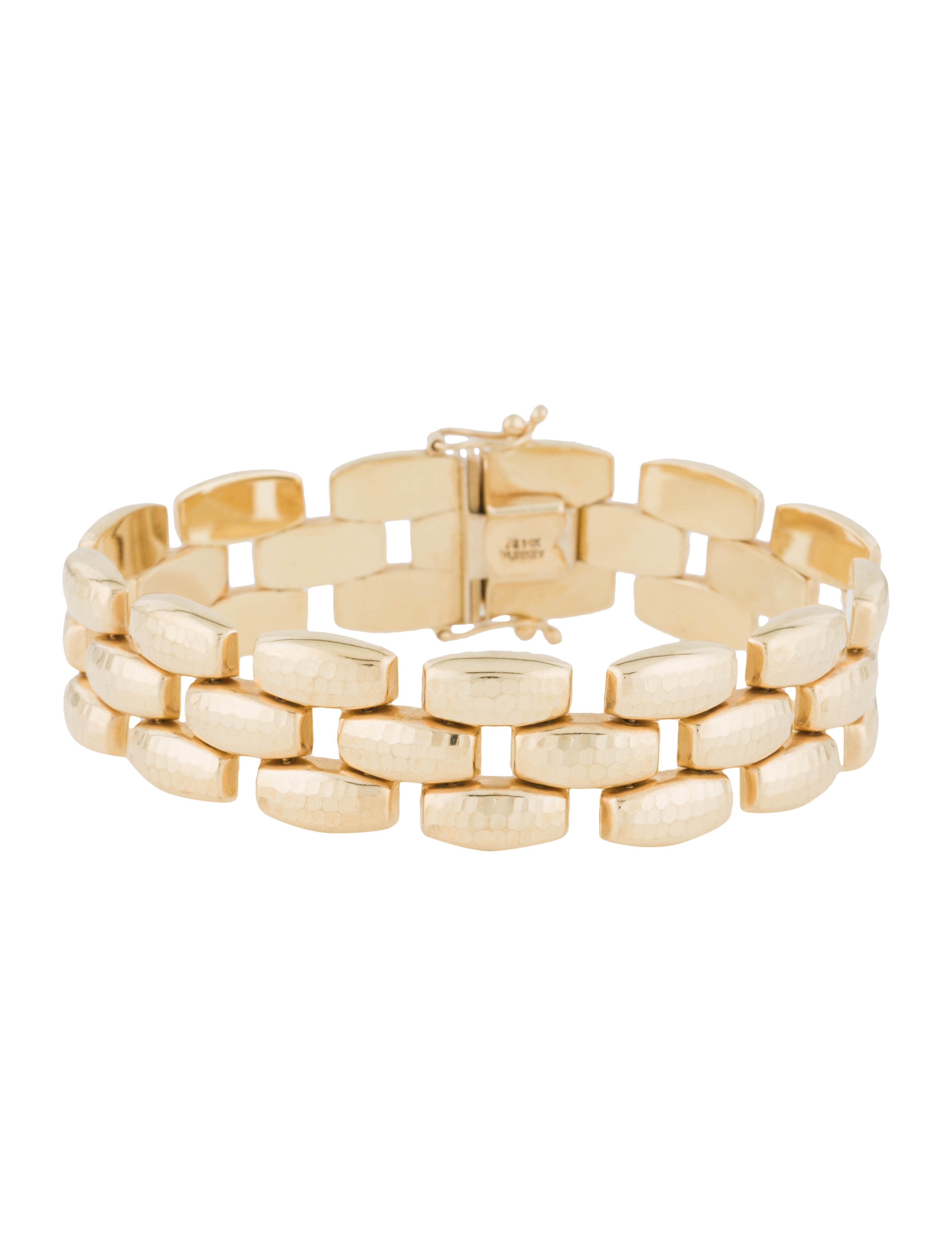 Bracelet 14K Hammered Link Bracelet - 14K Yellow Gold Link, Bracelets ...