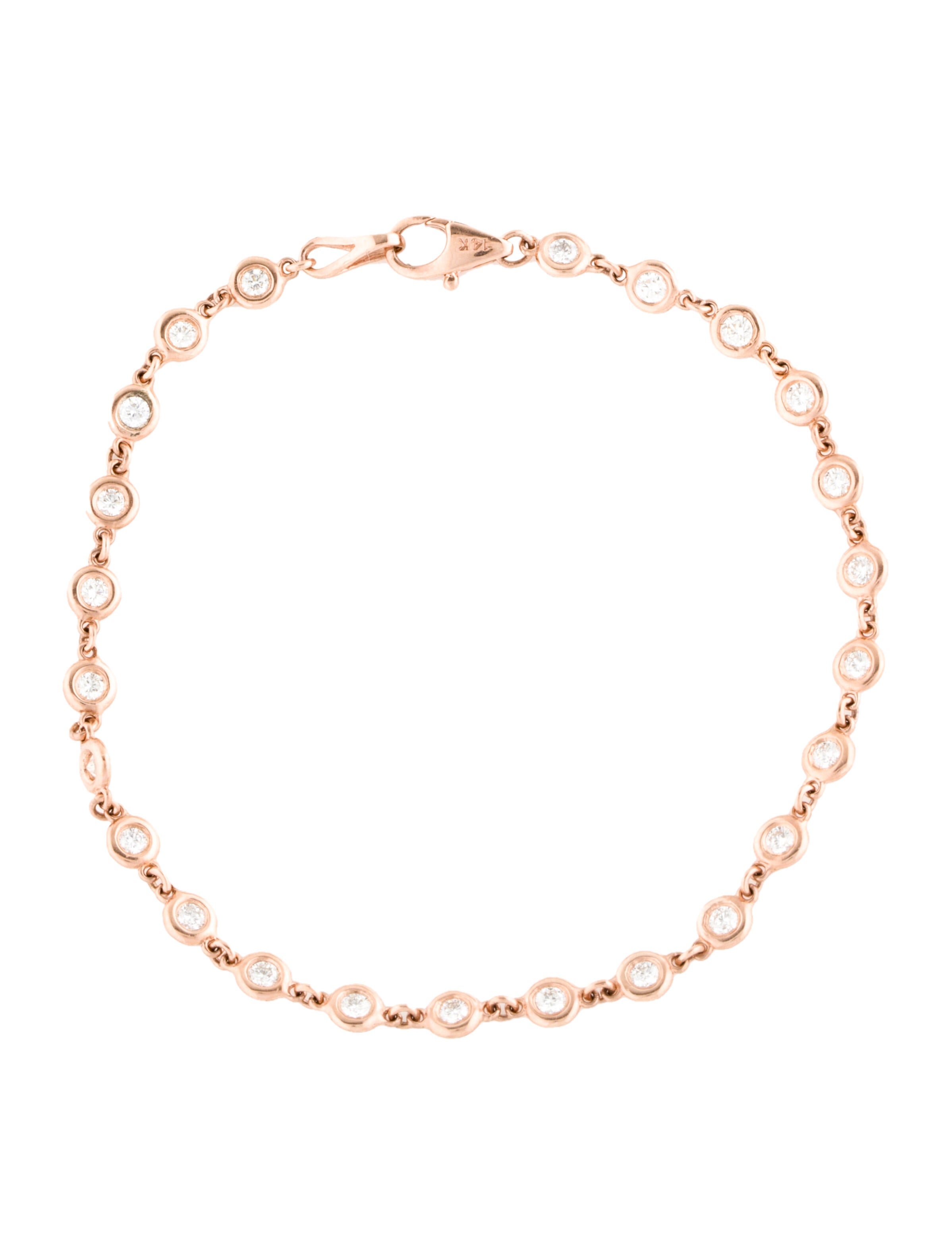 Bracelet 14K Diamond Link Bracelet - 14K Rose Gold Link, Bracelets ...