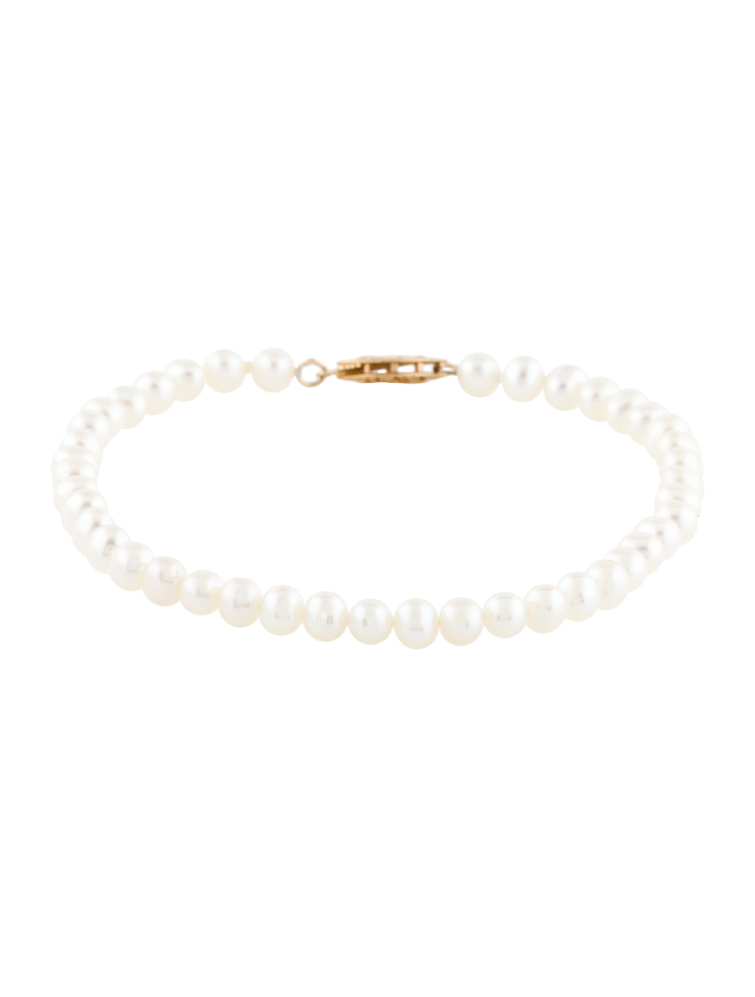 Bracelet 14K Pearl Bead Bracelet - 14K Yellow Gold Bead, Bracelets ...
