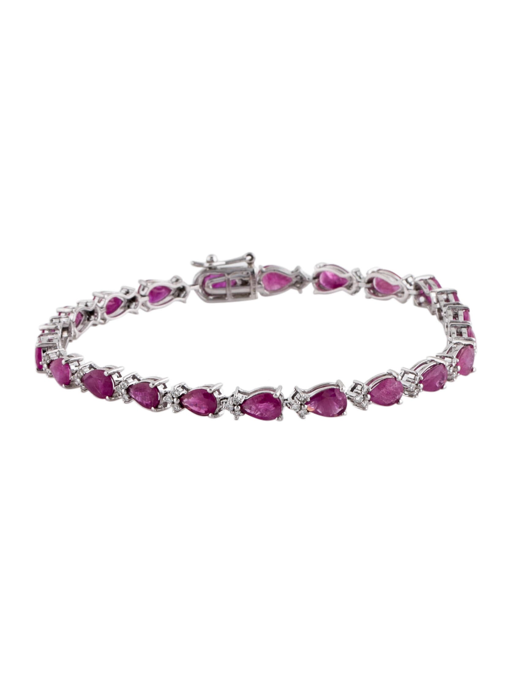 Bracelet 14K Ruby & Diamond Link Bracelet - 14K White Gold Link ...