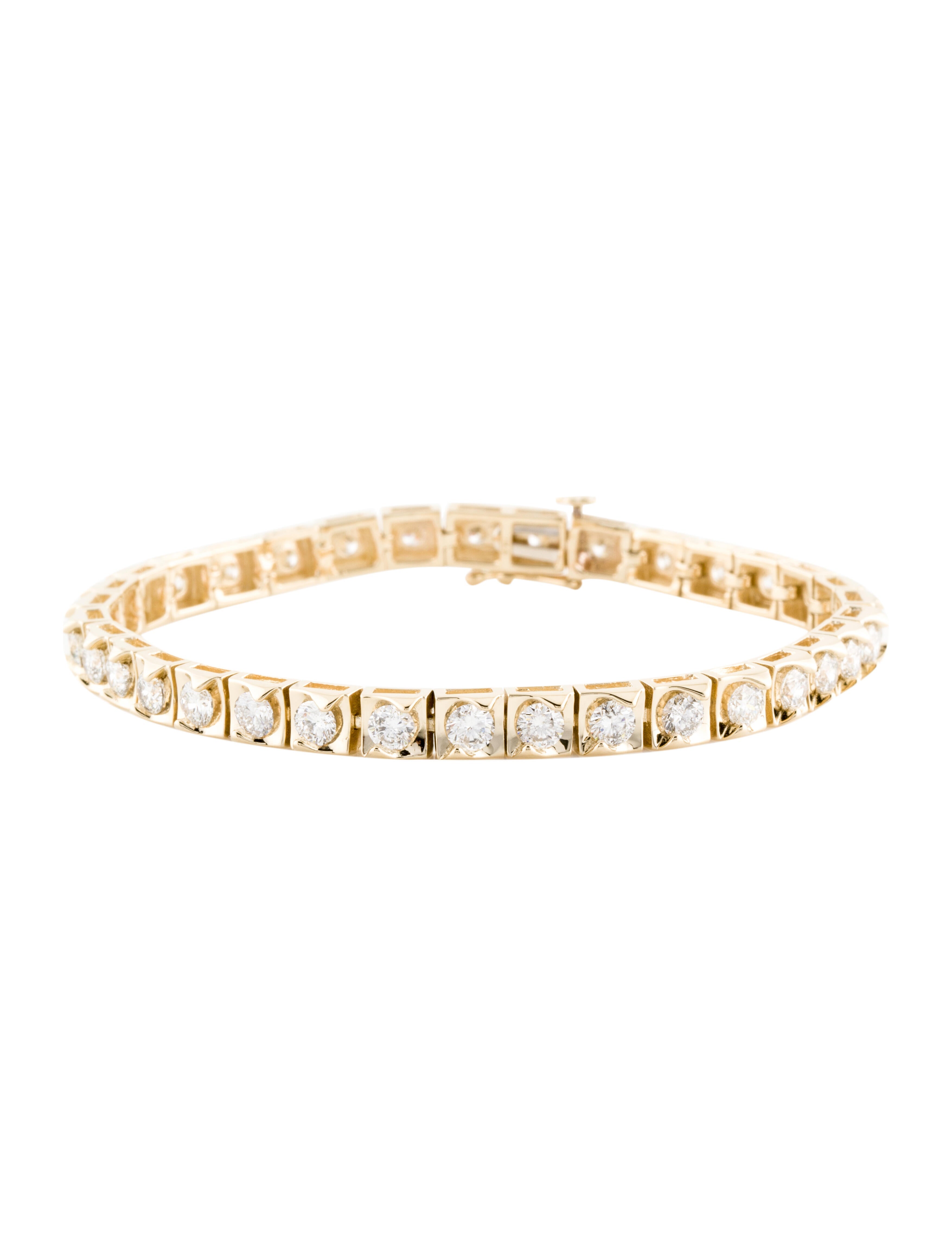 Bracelet 14K 6.00ctw Diamond Square Link Bracelet - 14K Yellow Gold ...