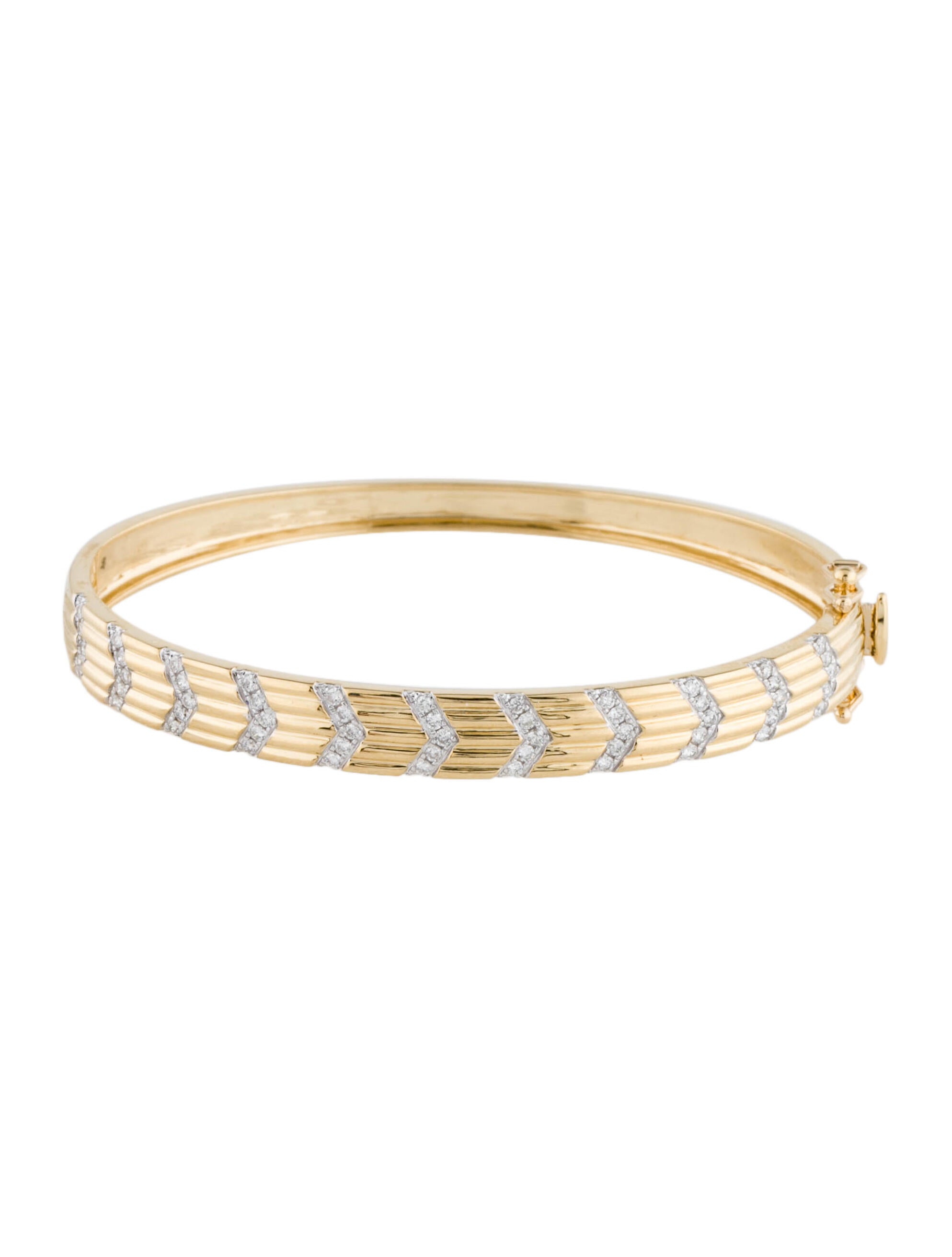 Bracelet 18K Diamond Bangle - 18K Yellow Gold Bangle, Bracelets ...