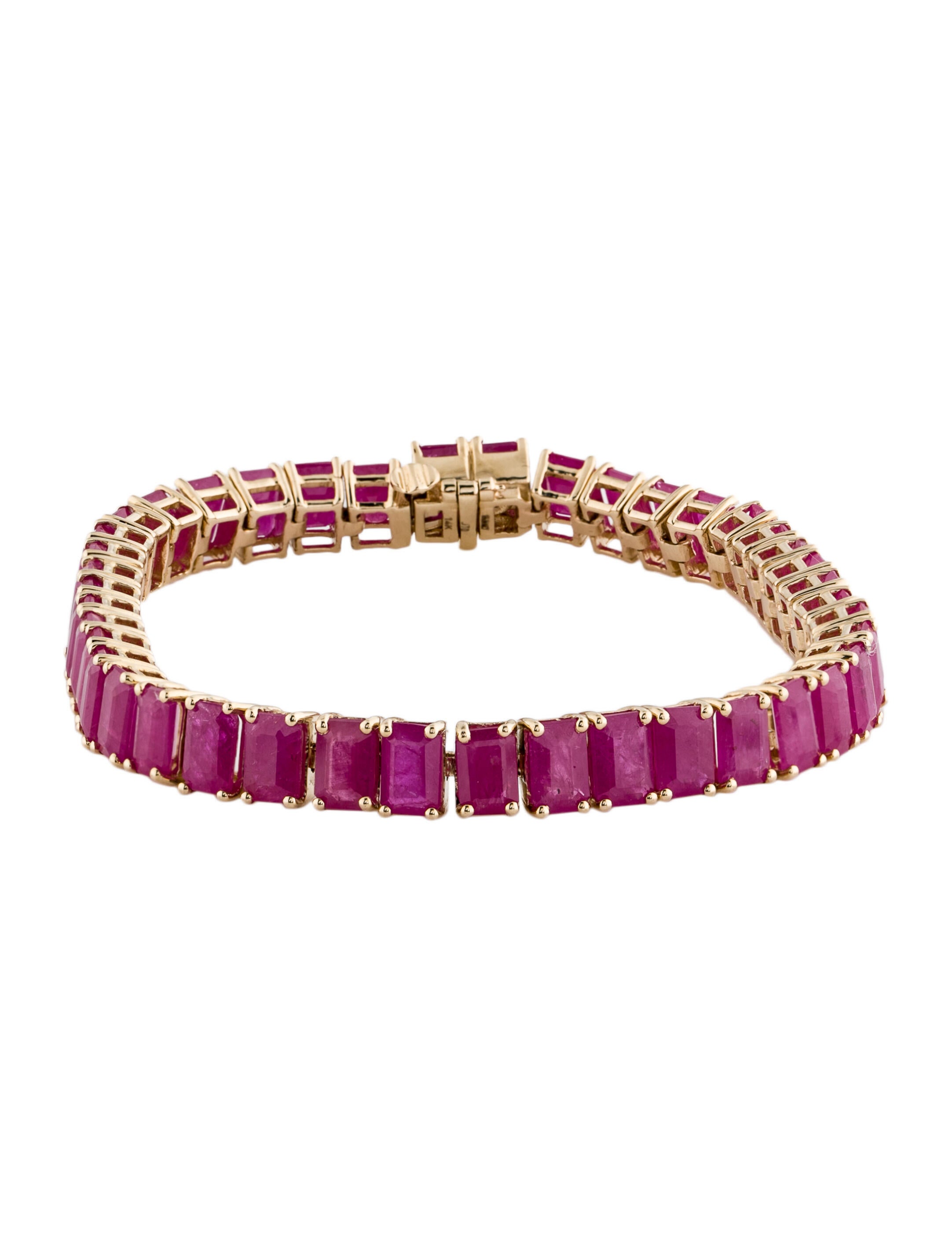 Bracelet 14K 30.20ctw Ruby Line Bracelet - 14K Yellow Gold Link ...