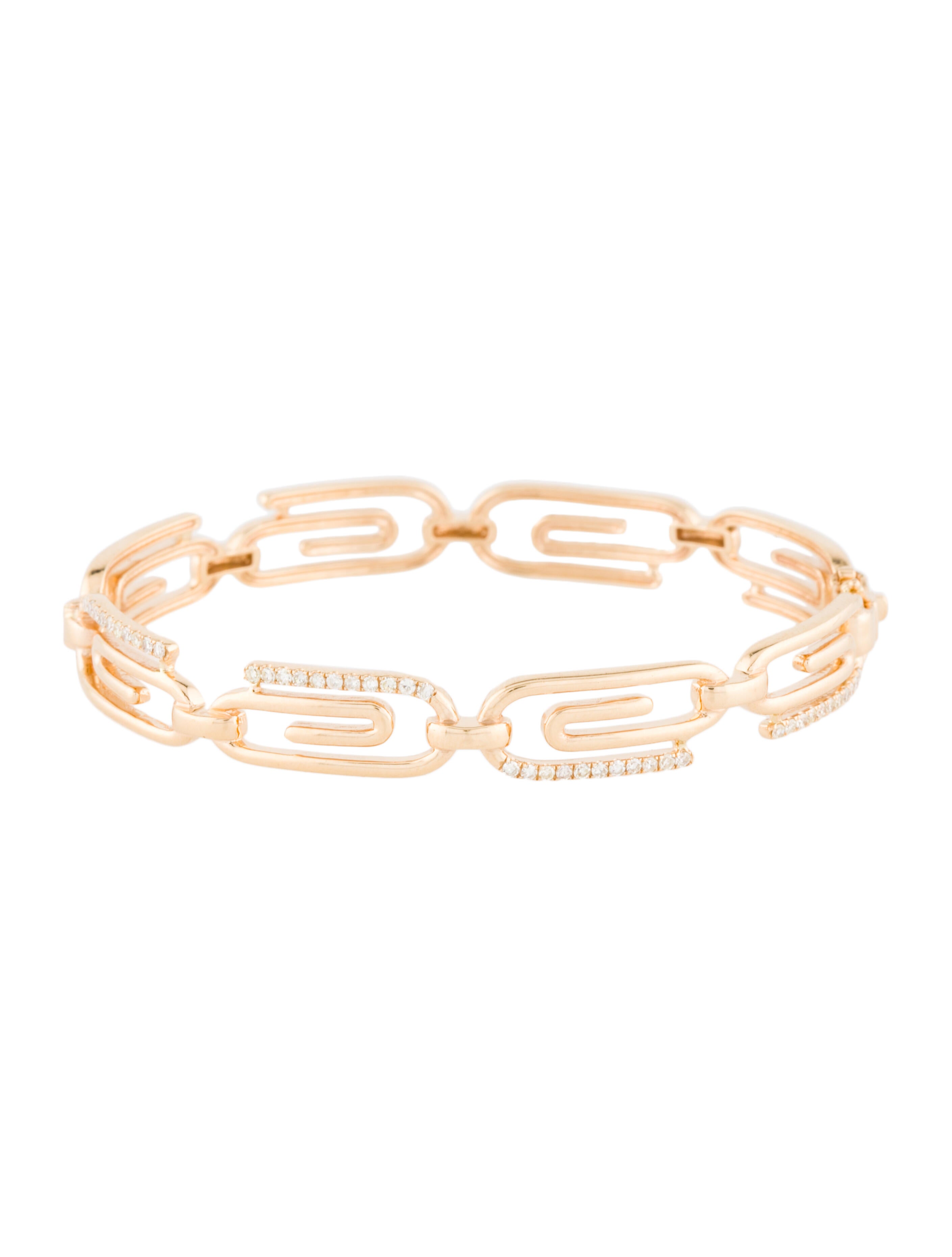 Bracelet 14K Diamond Paperclip Hinged Bangle - 14K Yellow Gold Bangle ...