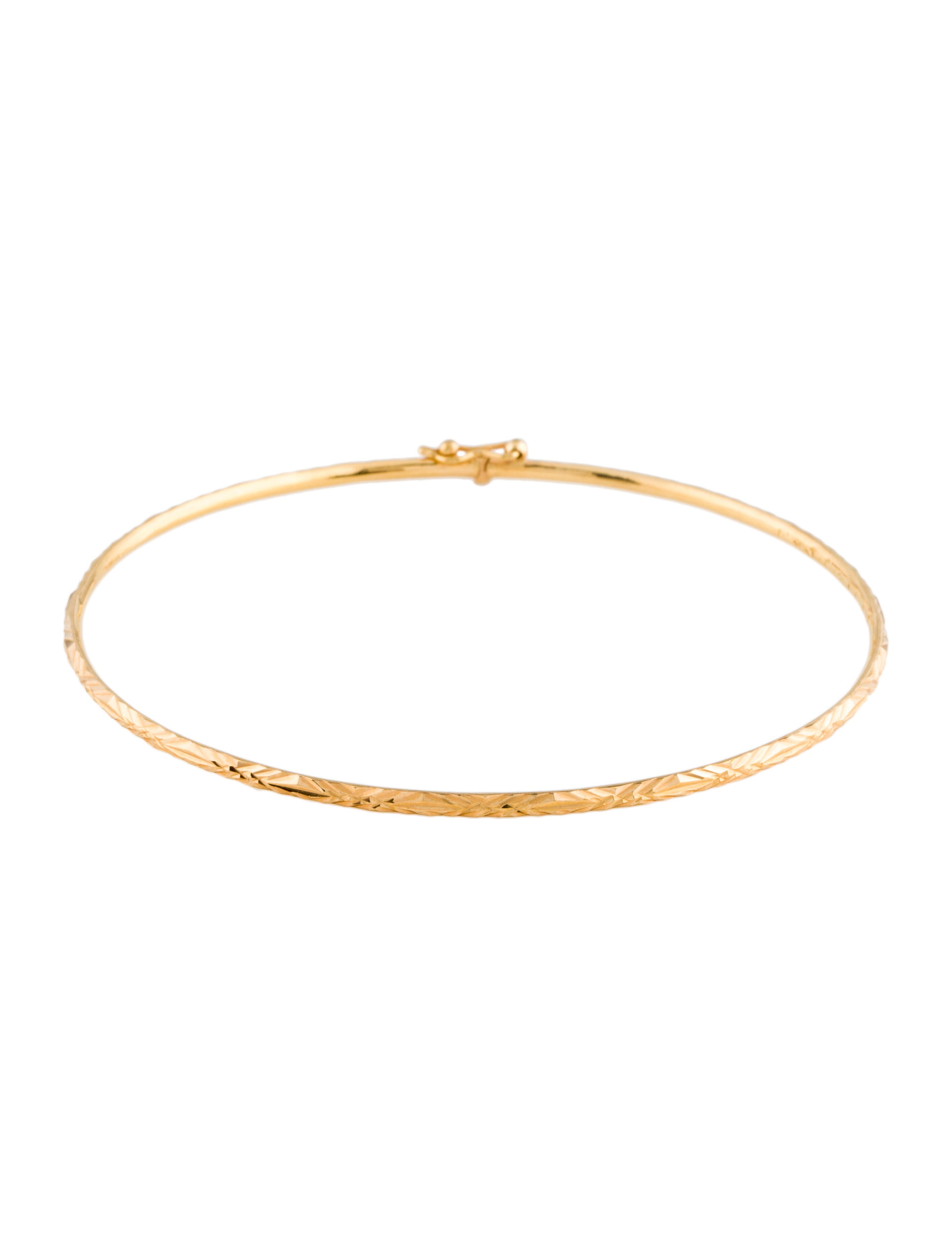 Solitaire Diamond Bangle - Gold, 14K Yellow Gold Bangle, Bracelets ...