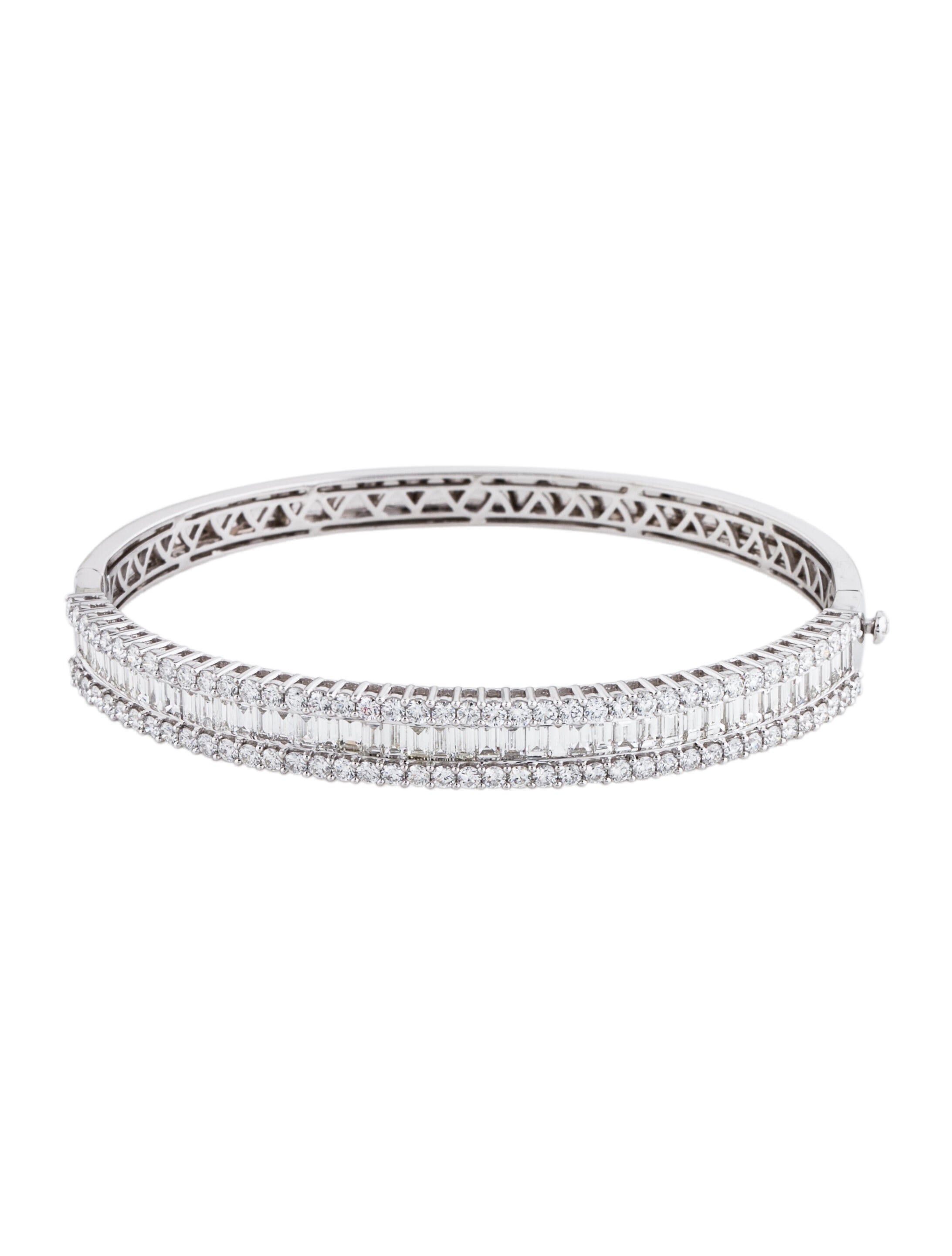 Bracelet 14K 3.20ctw Diamond Bangle Bracelet - Rhodium-Plated 14K White Gold Bangle, Bracelets ...