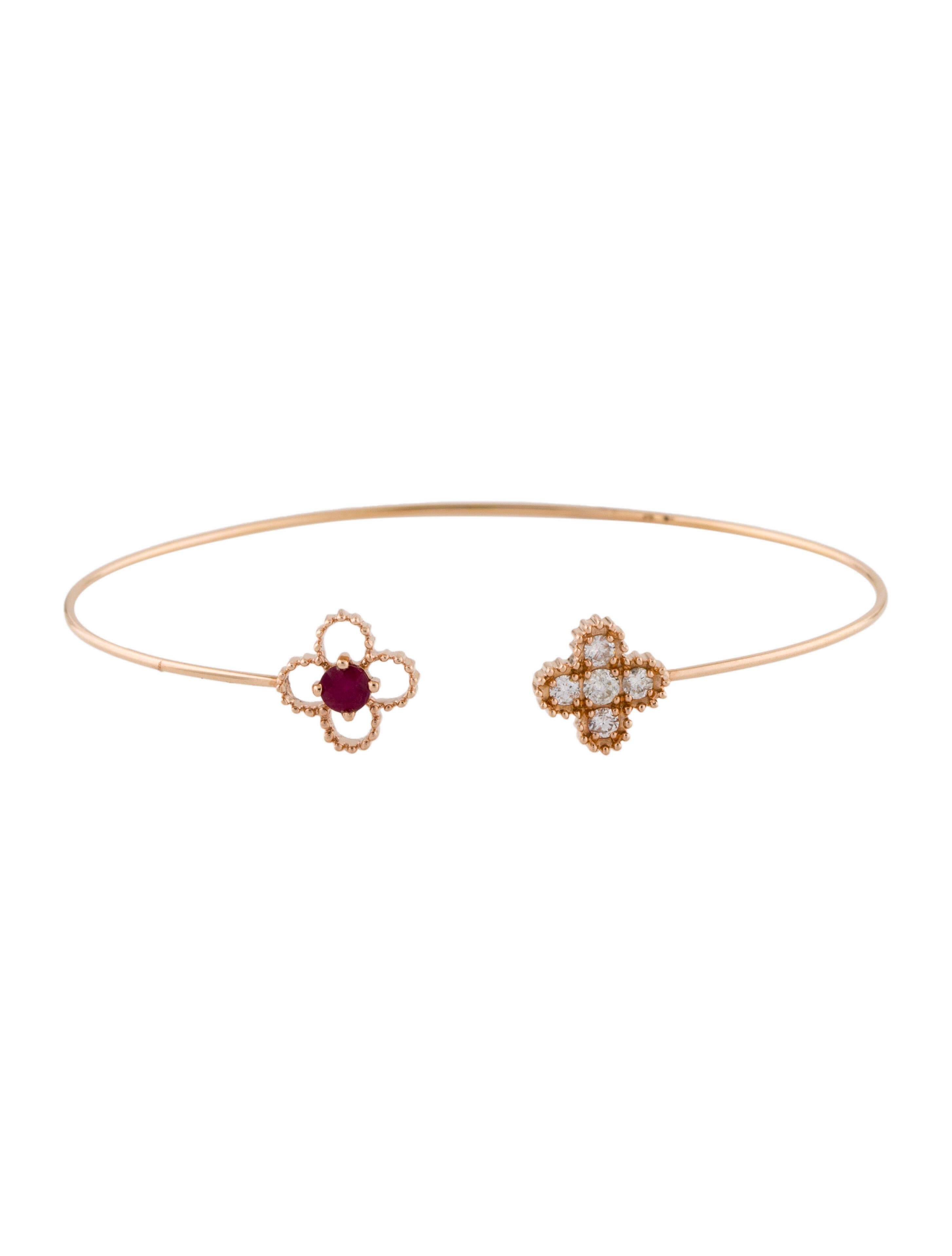 Bracelet 18K Diamond & Ruby Cuff Bracelet - 18K Yellow Gold Cuff ...