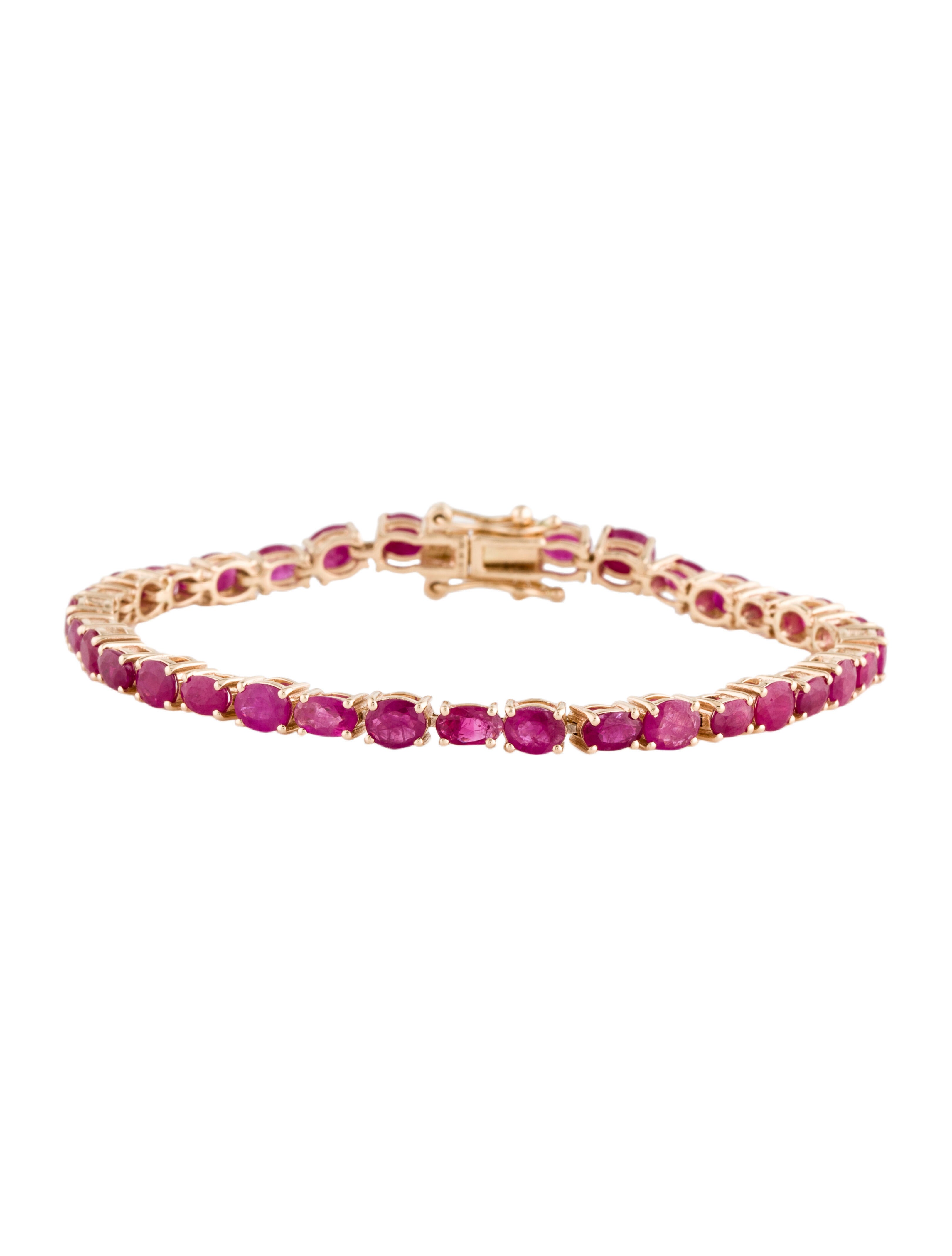 Bracelet 14K Ruby Oval Link Bracelet - 14K Yellow Gold Link, Bracelets ...