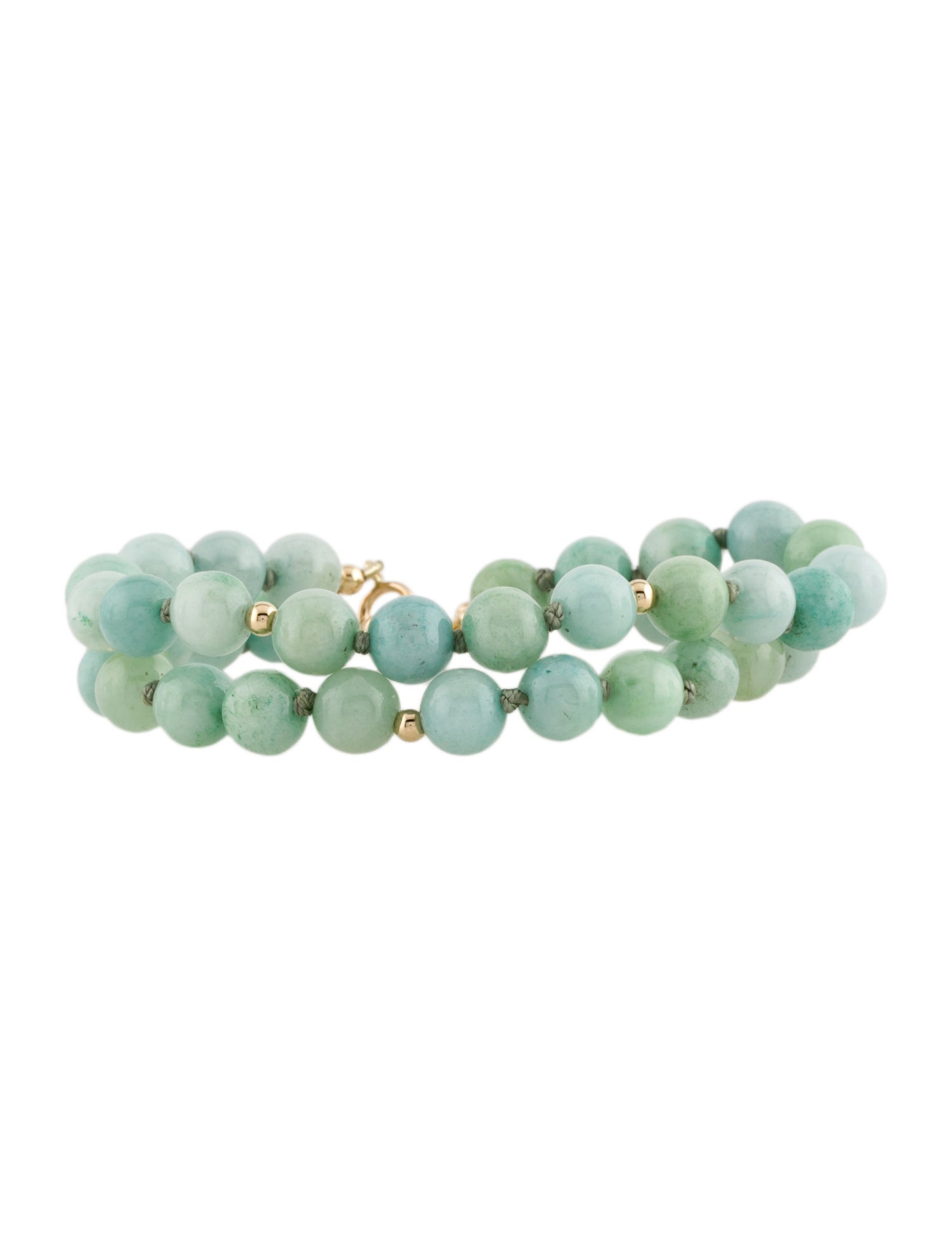Bracelet 14K Aquamarine Double Strand Bead Bracelet - 14K Yellow Gold ...