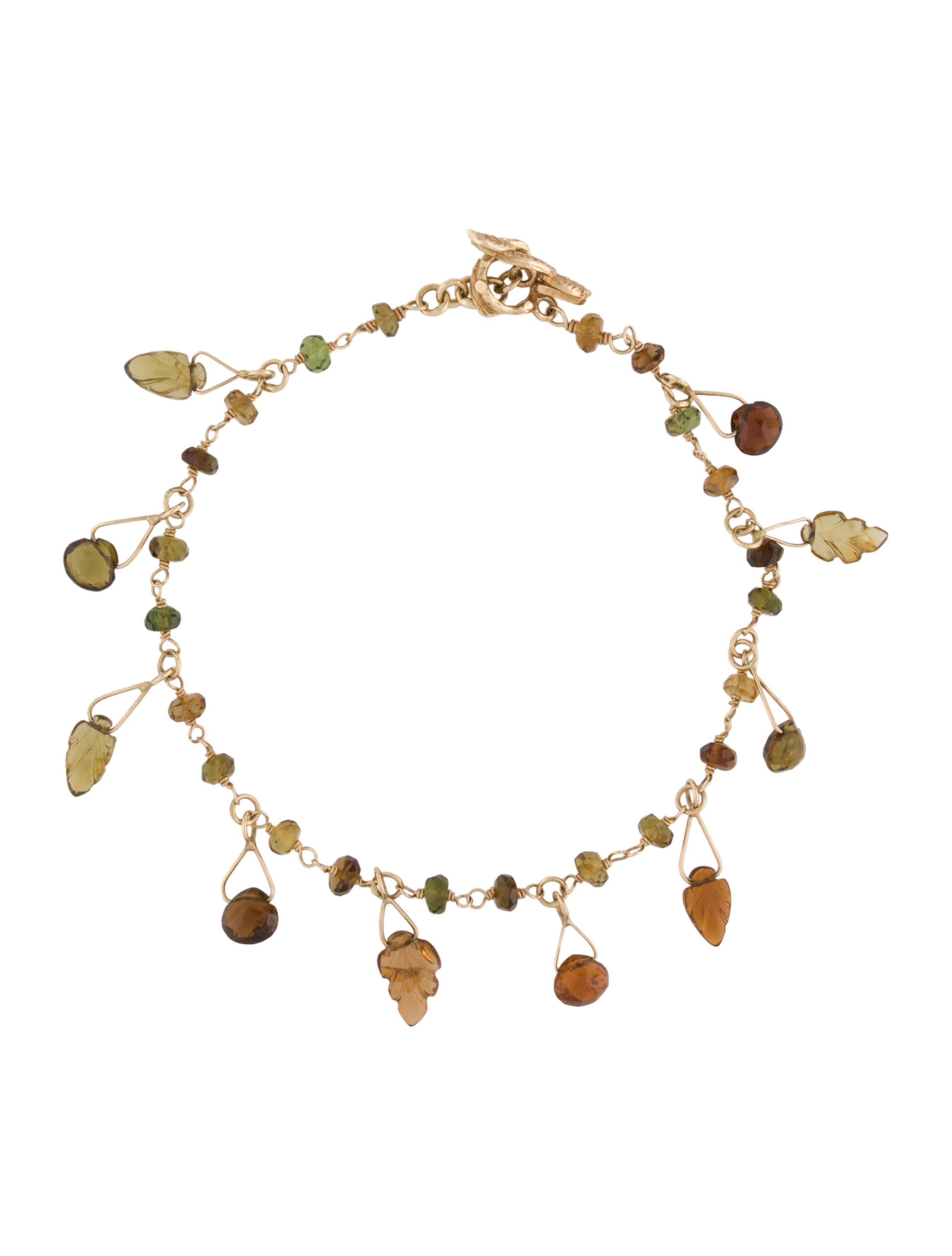 Bracelet Talisman Unlimited 14K Tourmaline Foliage Charm Bracelet - 14K ...