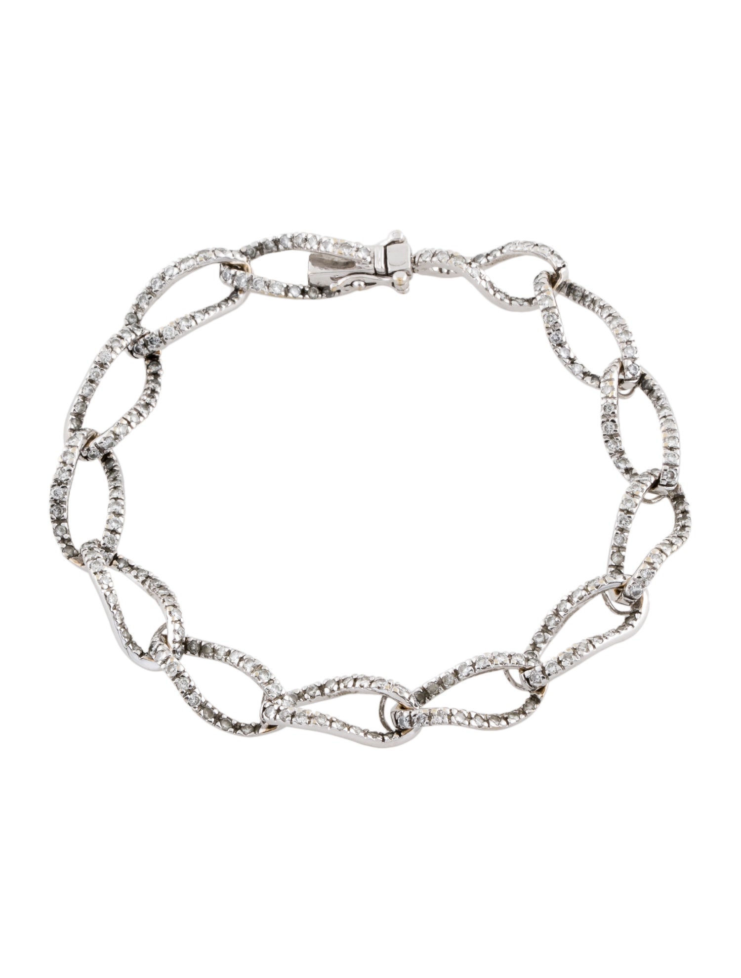 Bracelet 18K 2.08ctw Diamond Oval Twist Link Bracelet - 18K White Gold ...