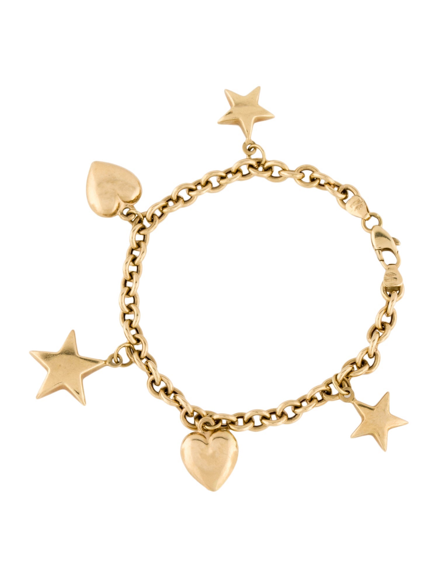 Tiffany & Co. 18K Open Heart Charm Station Bracelet - 18K Yellow Gold ...