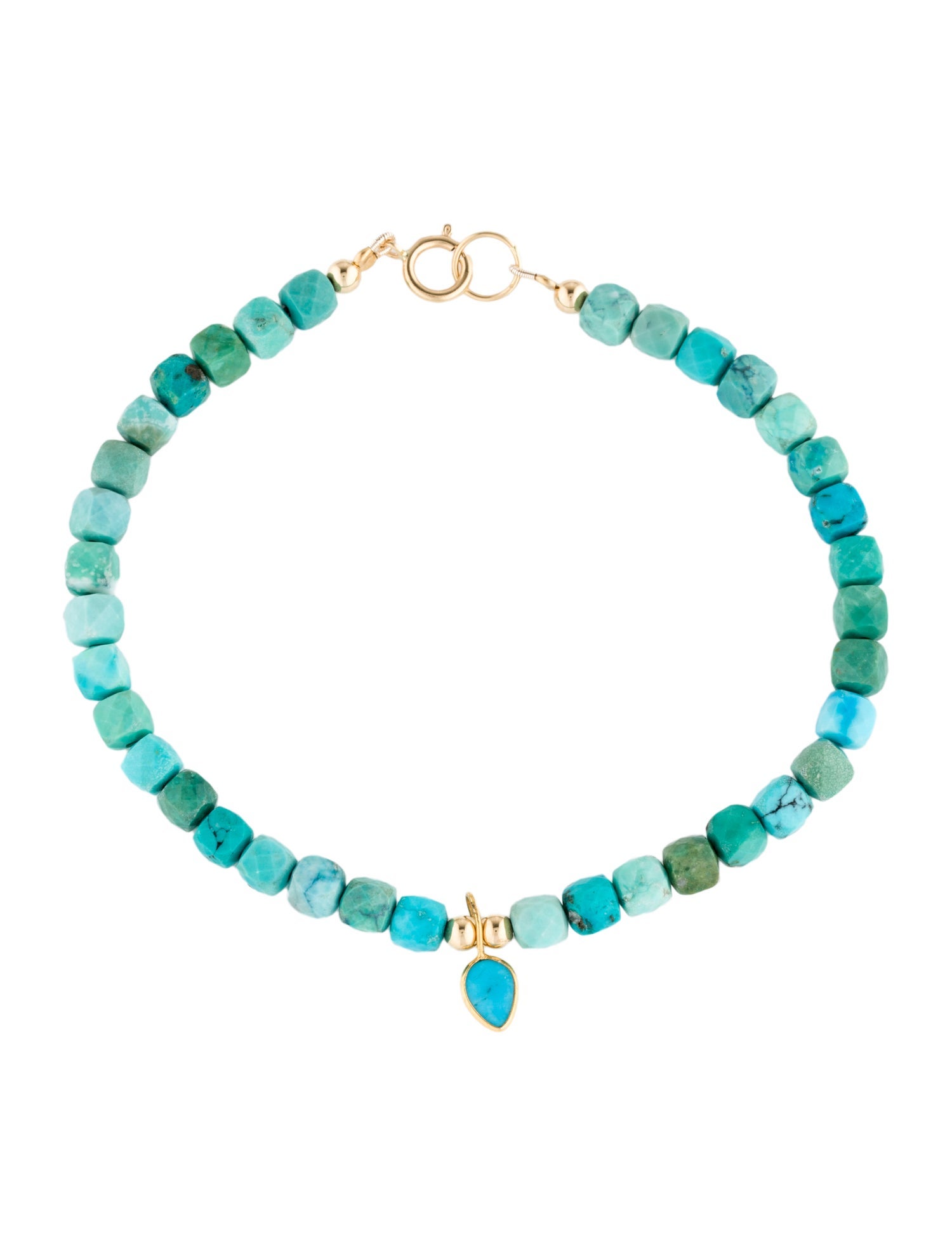 Bracelet 14K Composite Turquoise Beaded Bracelet - 14K Yellow Gold Bead ...