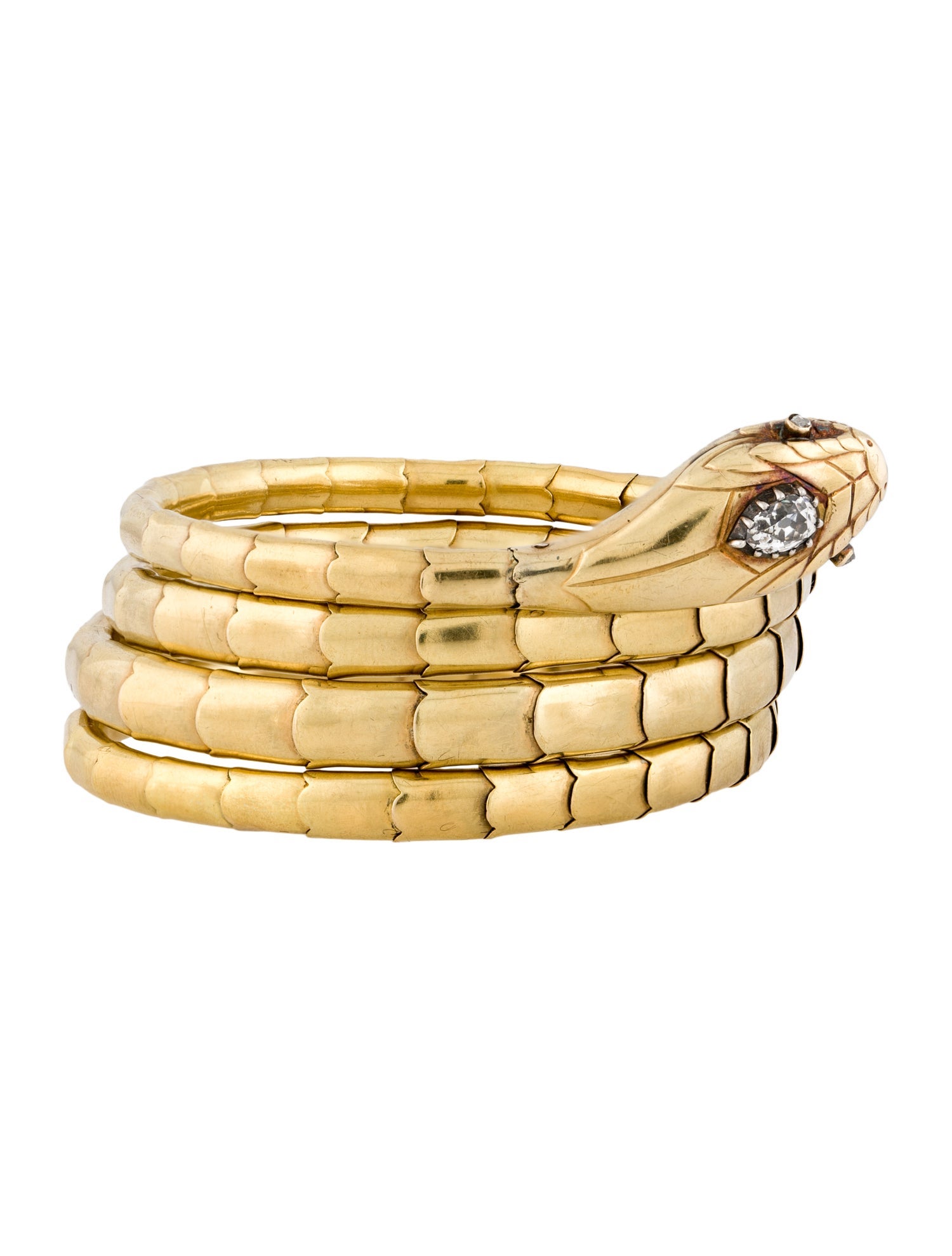 Bracelet Vintage Bloomed 18K Diamond Articulated Snake Bracelet - 18K ...