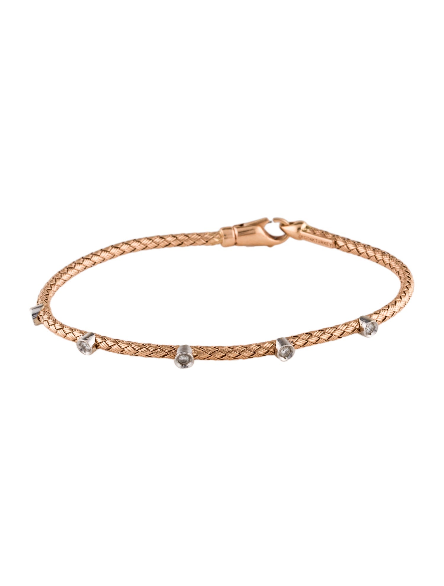Bracelet 14K Two-Tone Diamond Weave Station Bracelet - 14K Rose Gold ...