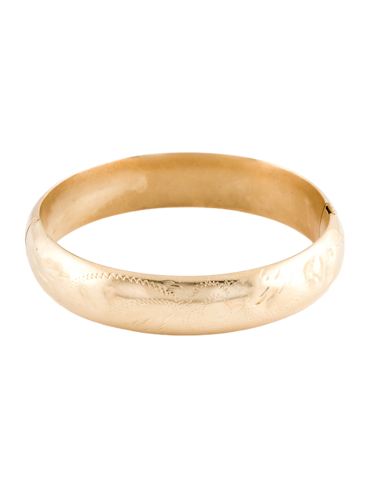 Bracelet 14K Etched Texture Hinged Bangle - 14K Yellow Gold Bangle ...