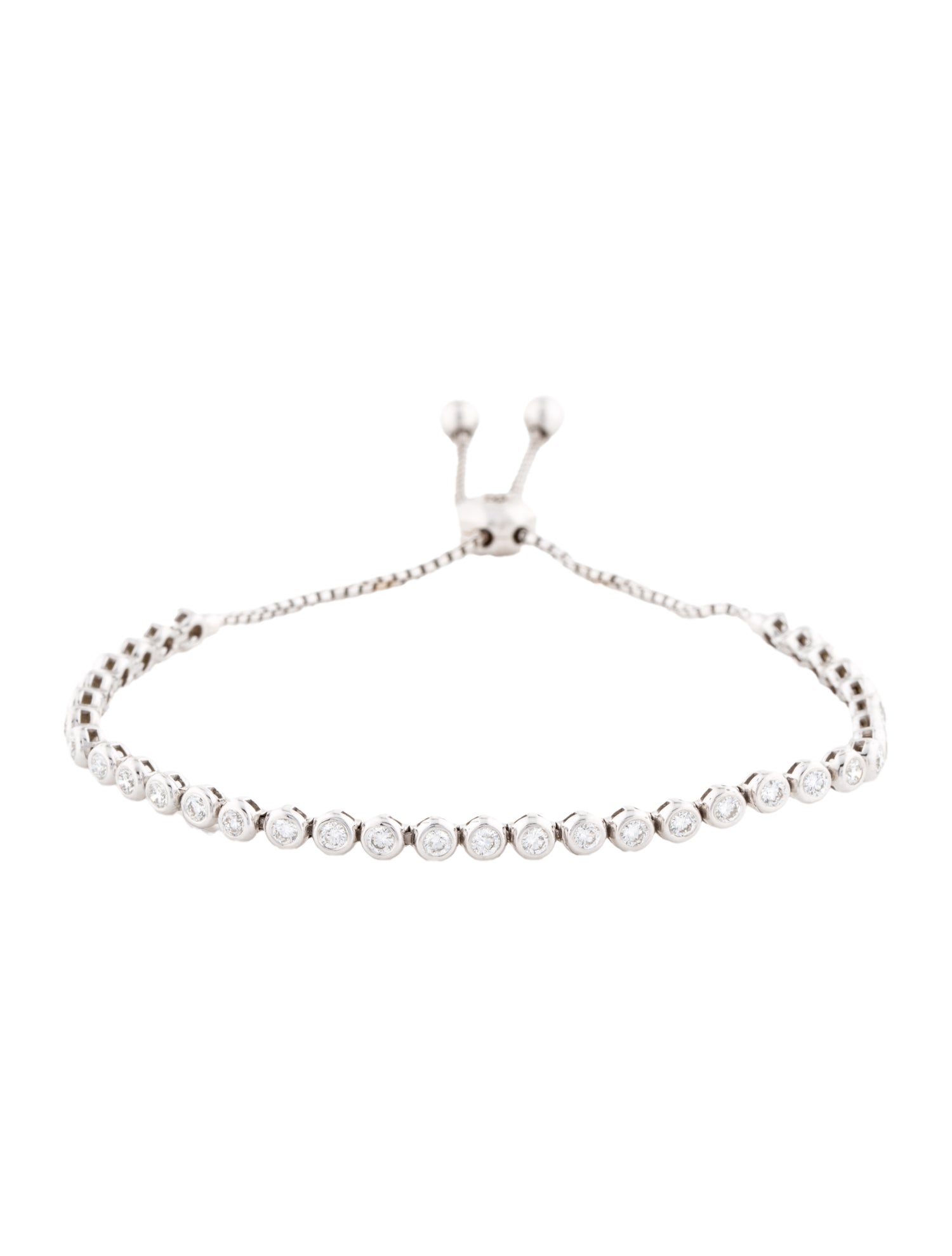 Bracelet 14K 1.42ctw Diamond Slider Bracelet - Rhodium-Plated 14K White ...