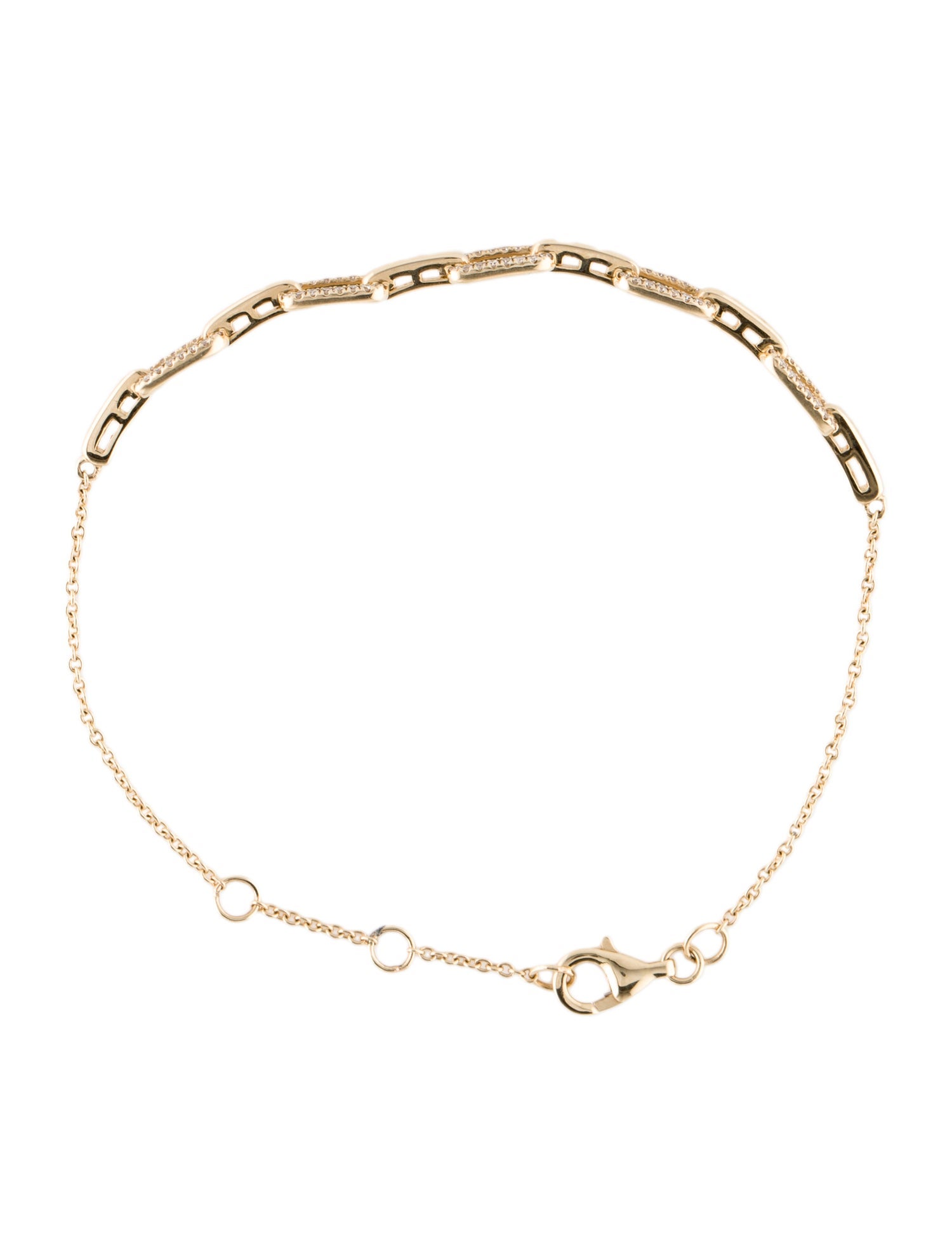 Bracelet 14K Diamond Chain Link Bracelet - 14K Yellow Gold Link ...