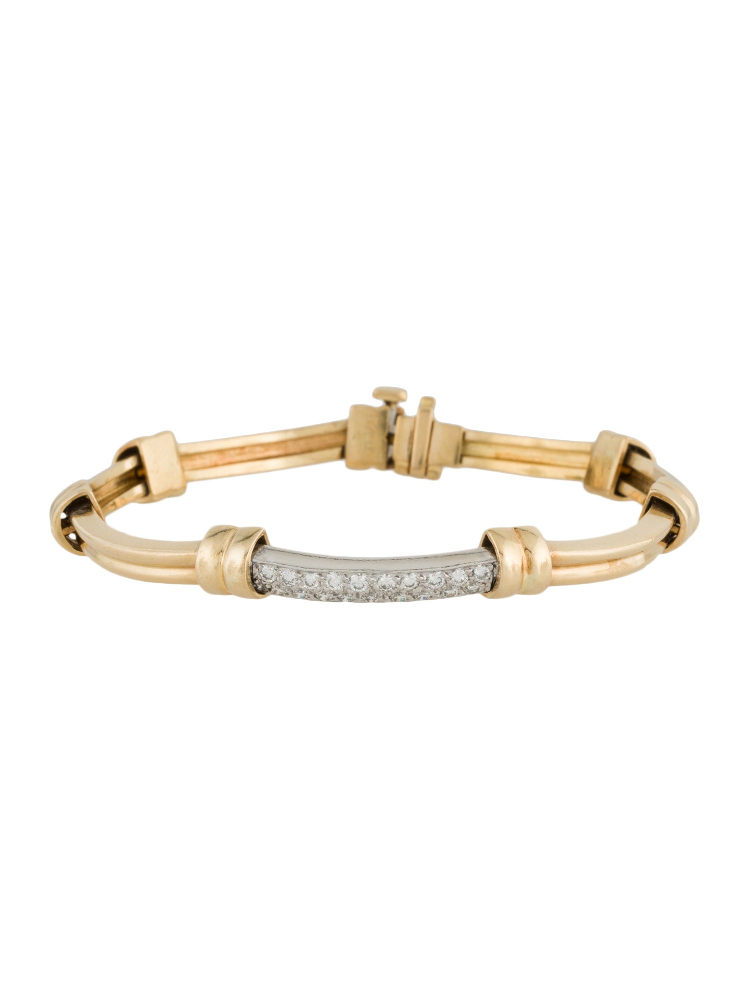 Bracelet 18K & Platinum Diamond Link Bracelet - 18K Yellow Gold Link ...