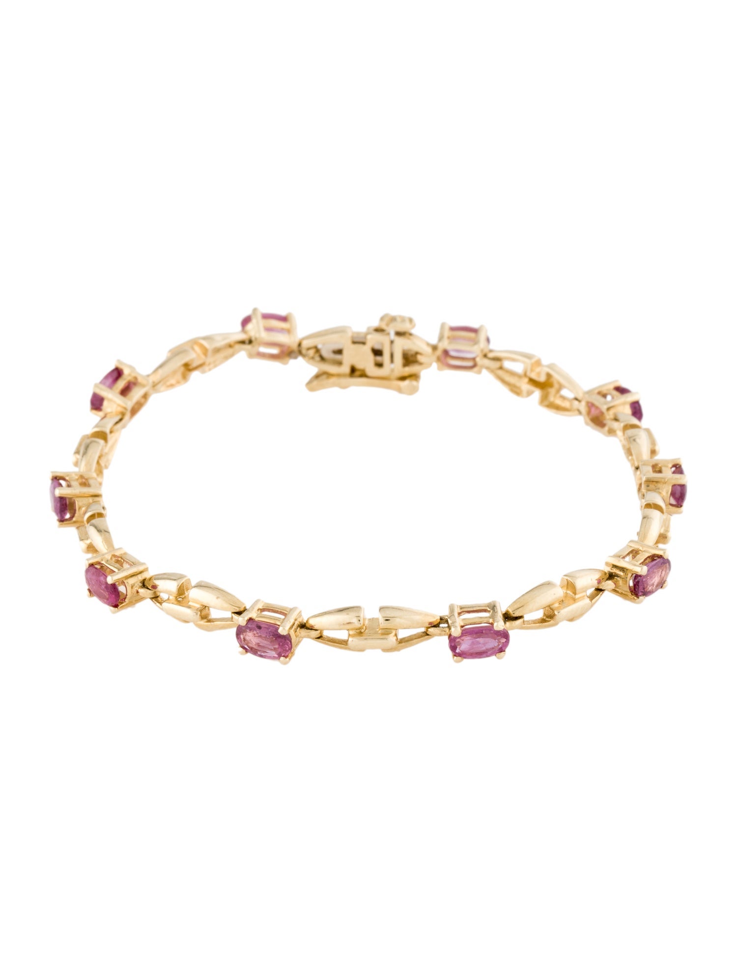 Bracelet 14K 2.20ctw Ruby Link Bracelet - 14K Yellow Gold Link ...