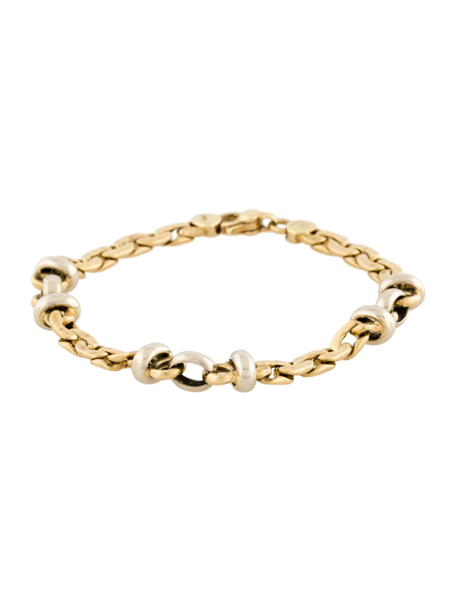 Bracelet A. Rubega 18k Two Tone Curb Link Bracelet - 18K Yellow Gold ...