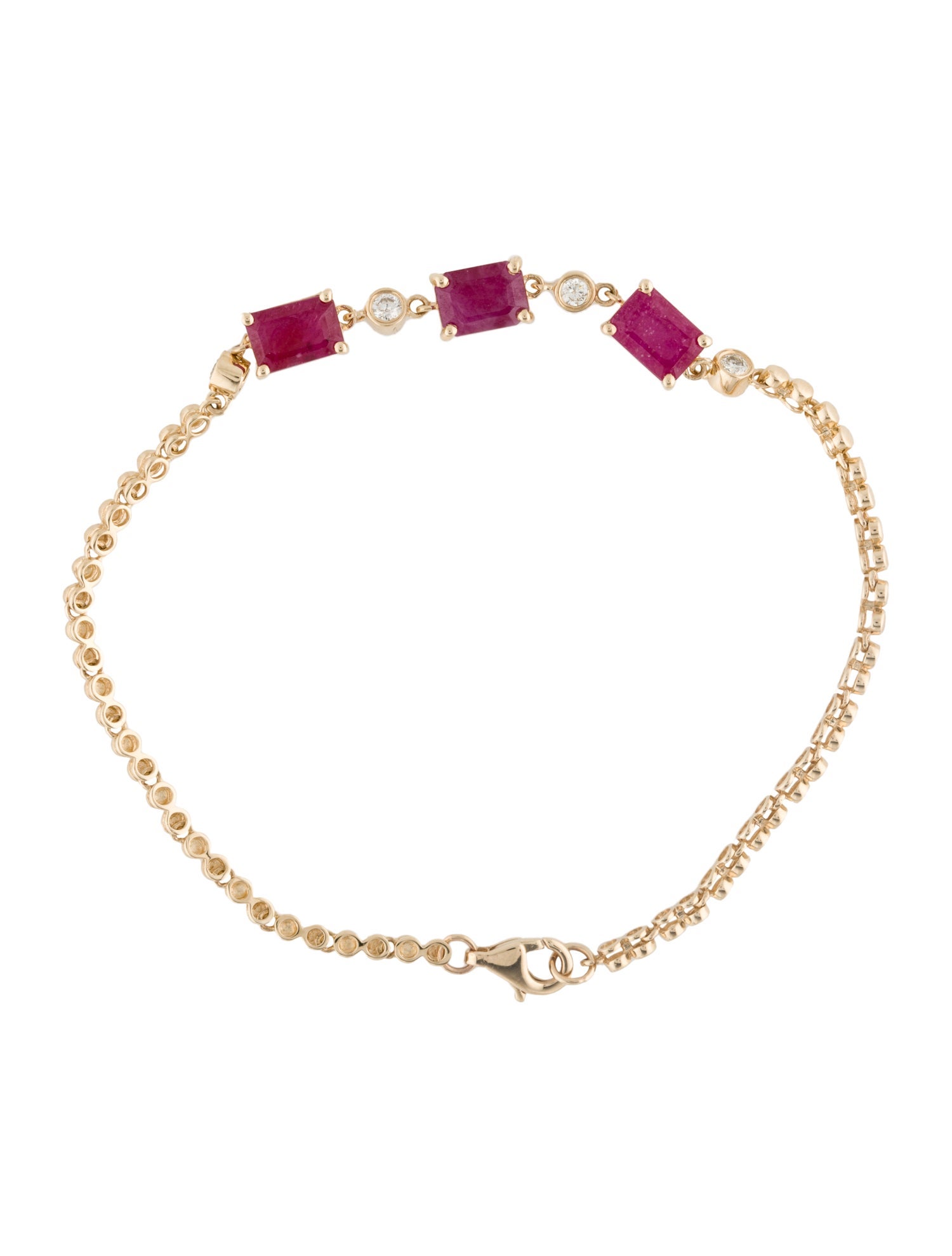 Bracelet 14K 2.89ctw Ruby & Diamond Station Bracelet - 14K Yellow Gold ...