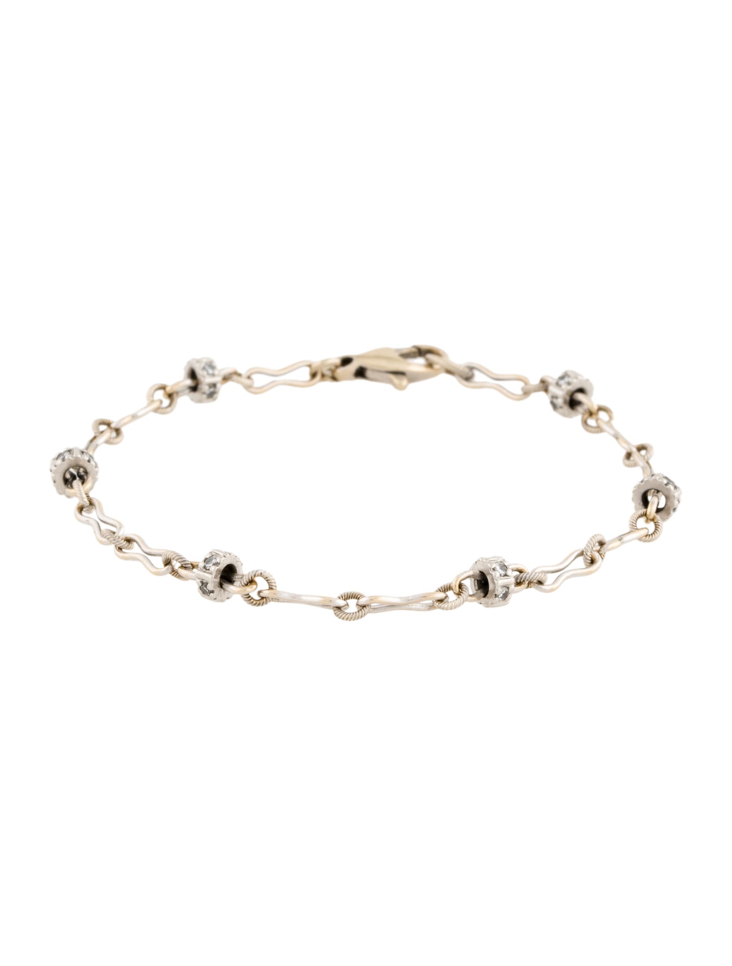 Bracelet Diamond Station Link Bracelet - 18K White Gold Station ...