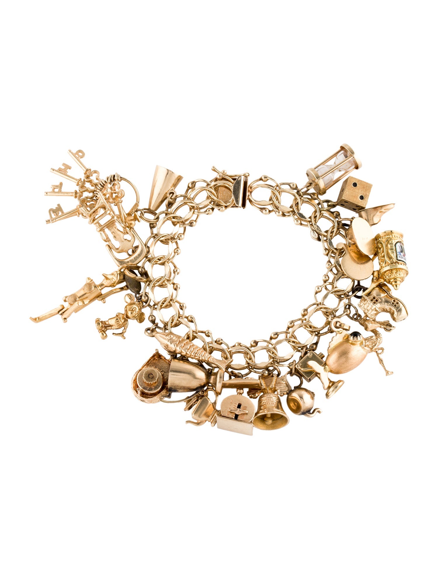 Bracelet Vintage 14K Charm Bracelet - 14K Yellow Gold Charm, Bracelets ...