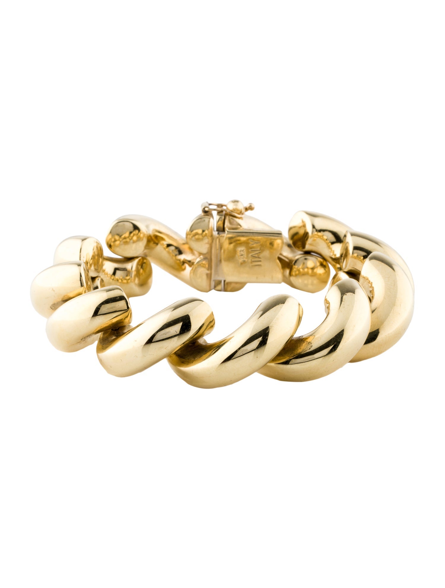 Bracelet 14K Cuban Link Chain Bracelet - 14K Yellow Gold Link ...