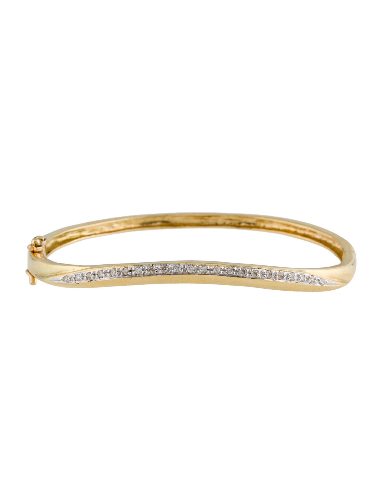 Bracelet 18K Diamond Wave Hinged Bangle - 18K Yellow Gold Bangle ...
