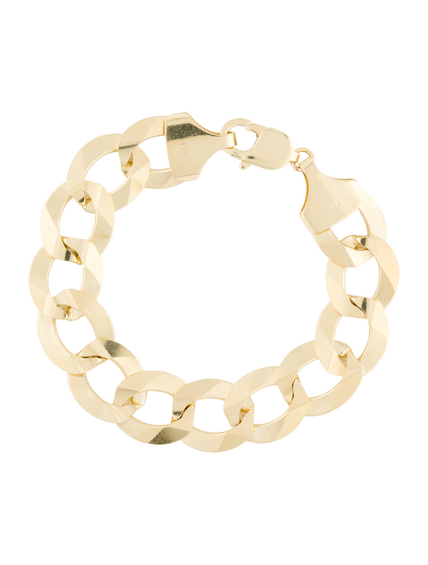 Bracelet 14K Cuban Link Chain Bracelet - 14K Yellow Gold Link ...