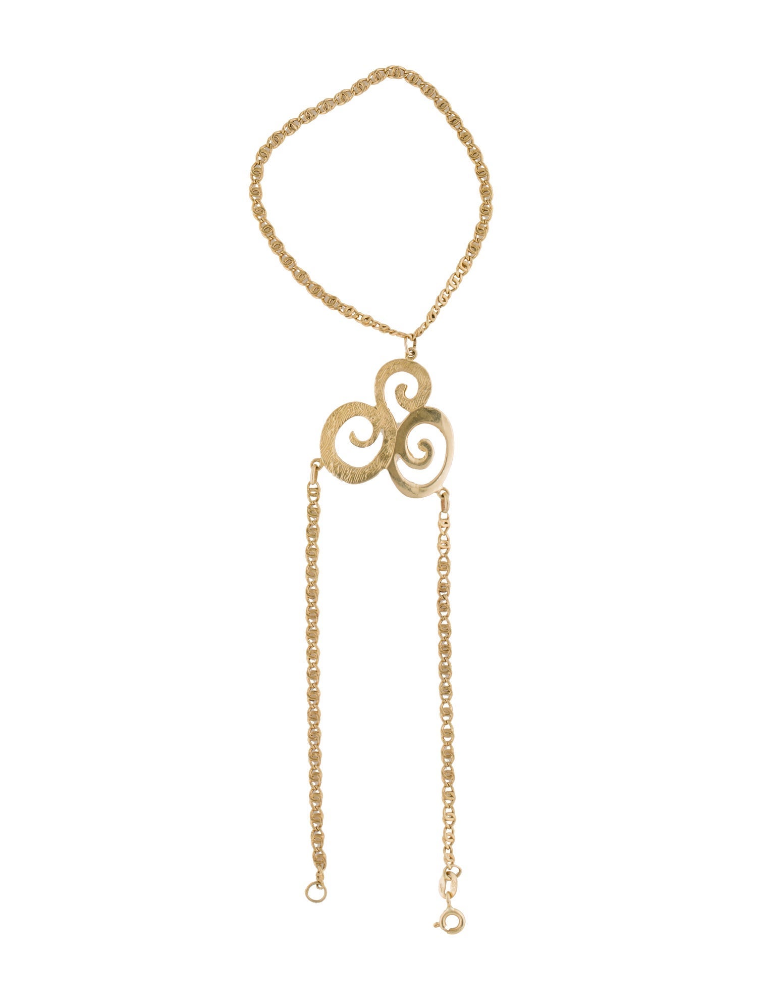 Bracelet 18K Swirl Charm Hand Chain Bracelet - 18K Yellow Gold Hand ...