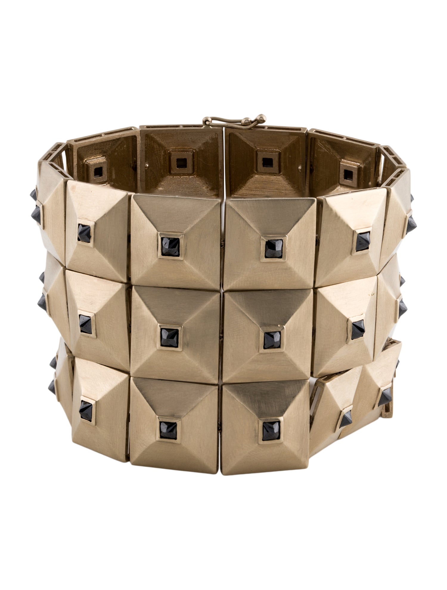 Bracelet 18K 6.14ctw Diamond Pyramid Wide Bracelet - 18K Yellow Gold ...