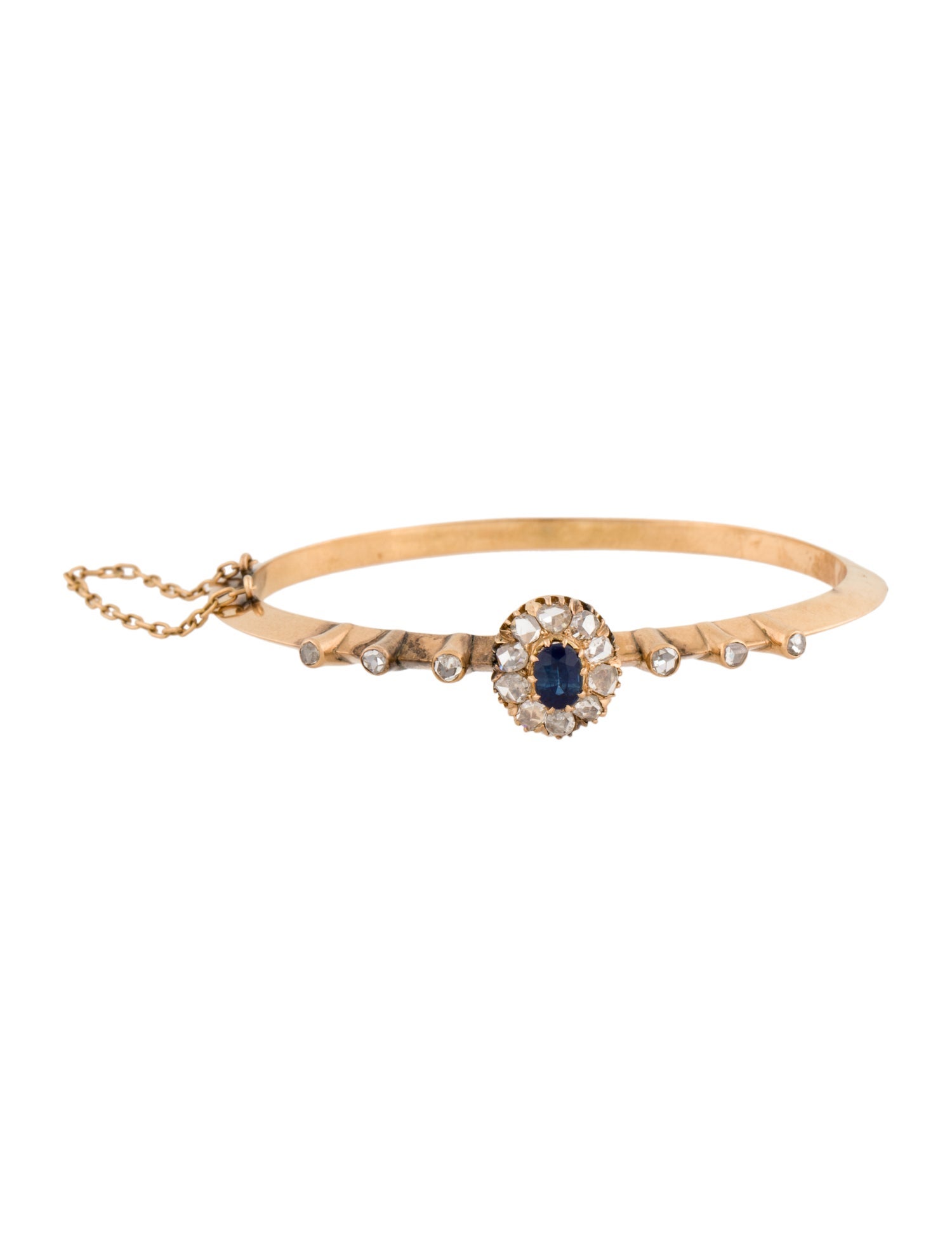 Bracelet Victorian 18K Sapphire & Rose-Cut Diamond Bangle - 18K Rose ...
