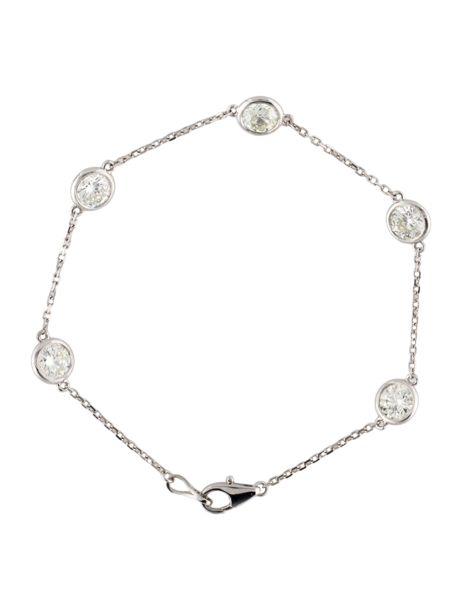 Bracelet 18K 2.90ctw Diamond Station Bracelet - Rhodium-Plated 18K ...