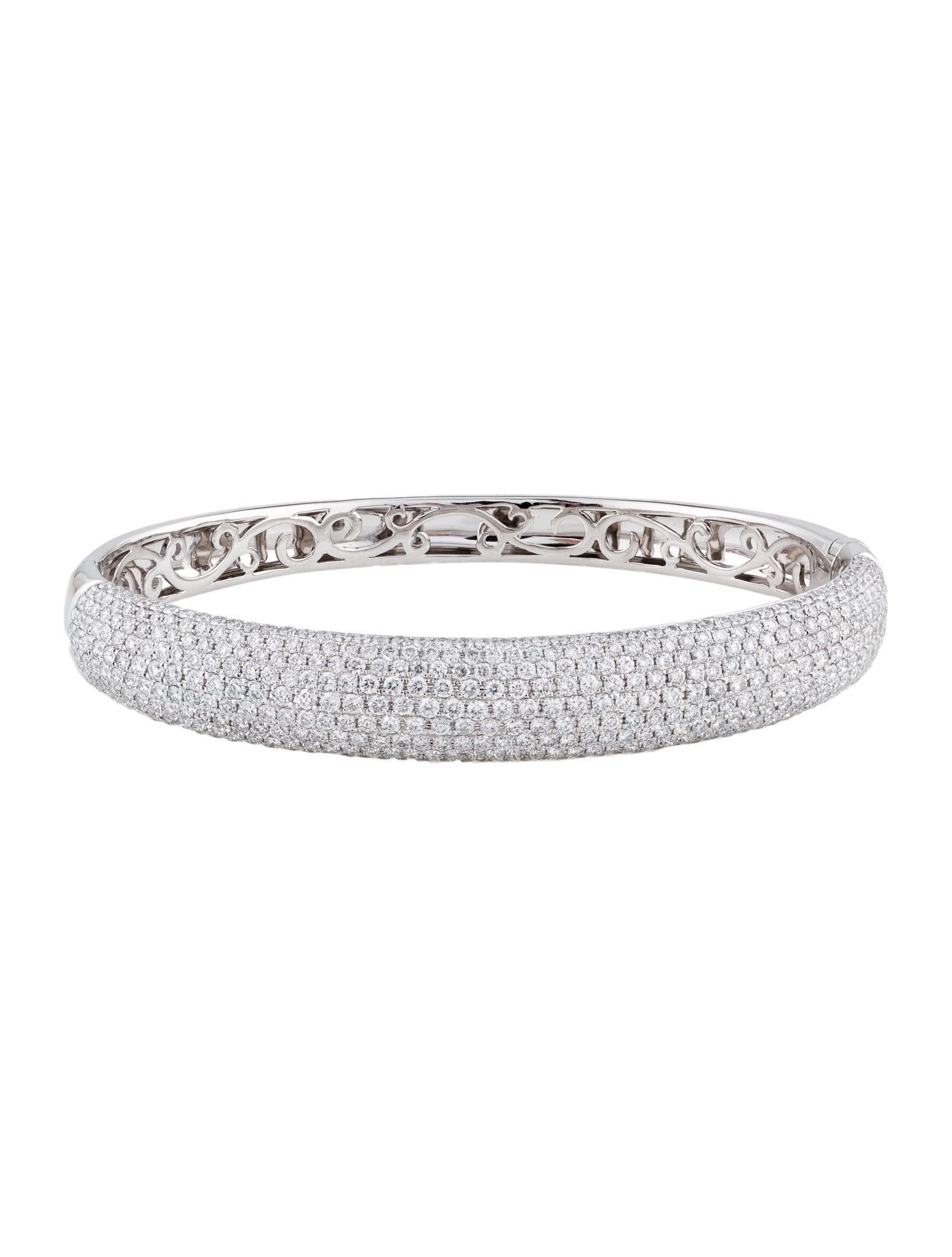 Bracelet 14K 5.00ctw Diamond Bangle - Rhodium-Plated 14K White Gold ...