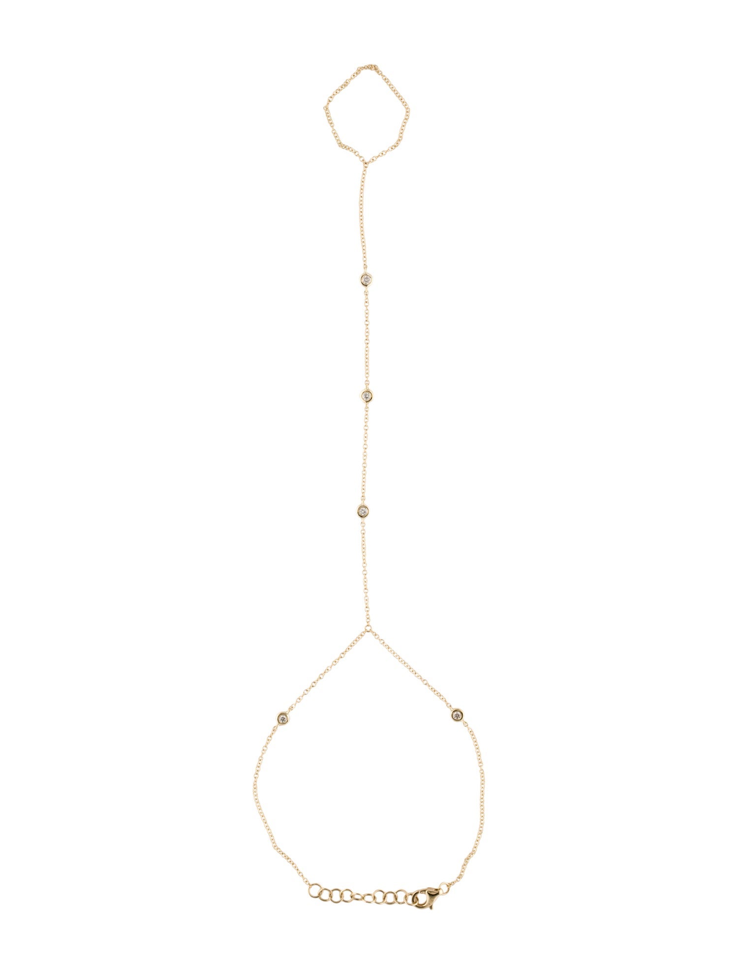 Bracelet 14K Diamond Hand Chain - 14K Yellow Gold Hand Chain, Body ...