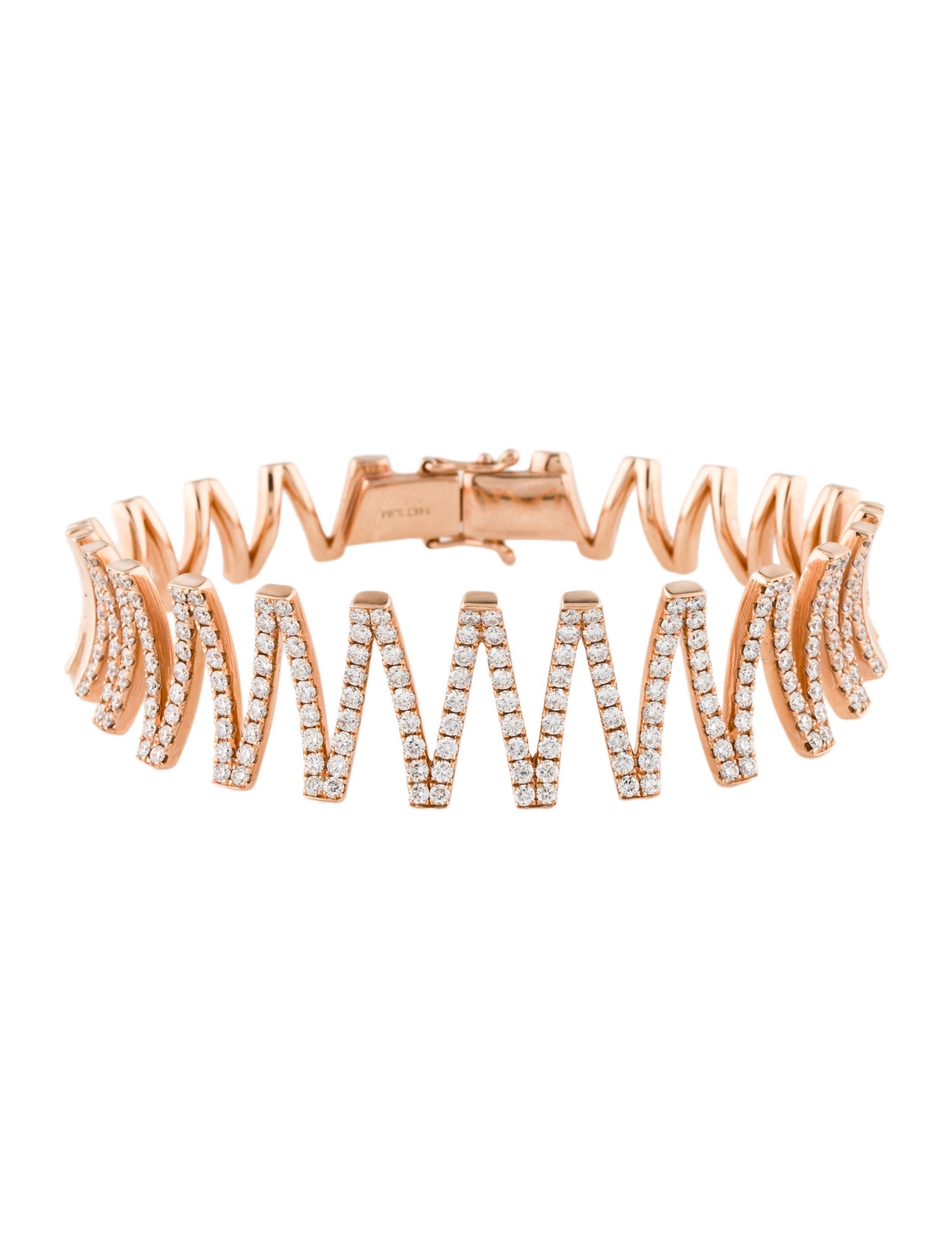 Bracelet 14K 3.00ctw Diamond Wave Bangle Bracelet - 14K Rose Gold ...