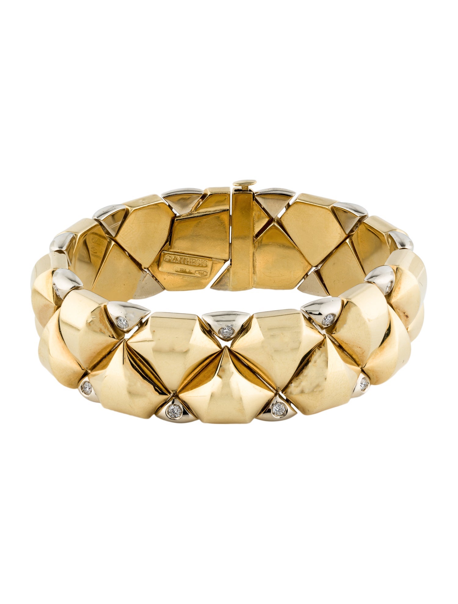 Bracelet Synthesis 18K Diamond Geometric Bangle - 18K Yellow Gold ...