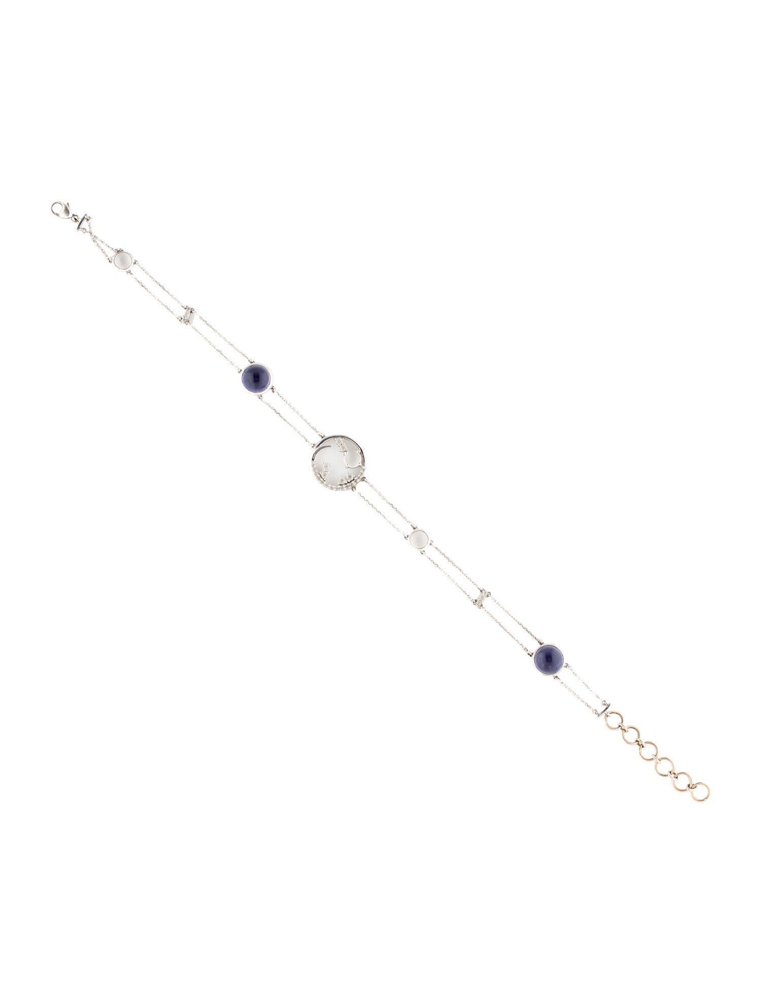Bracelet 18K Multi-Stone Station Bracelet - Rhodium-Plated 18K White ...