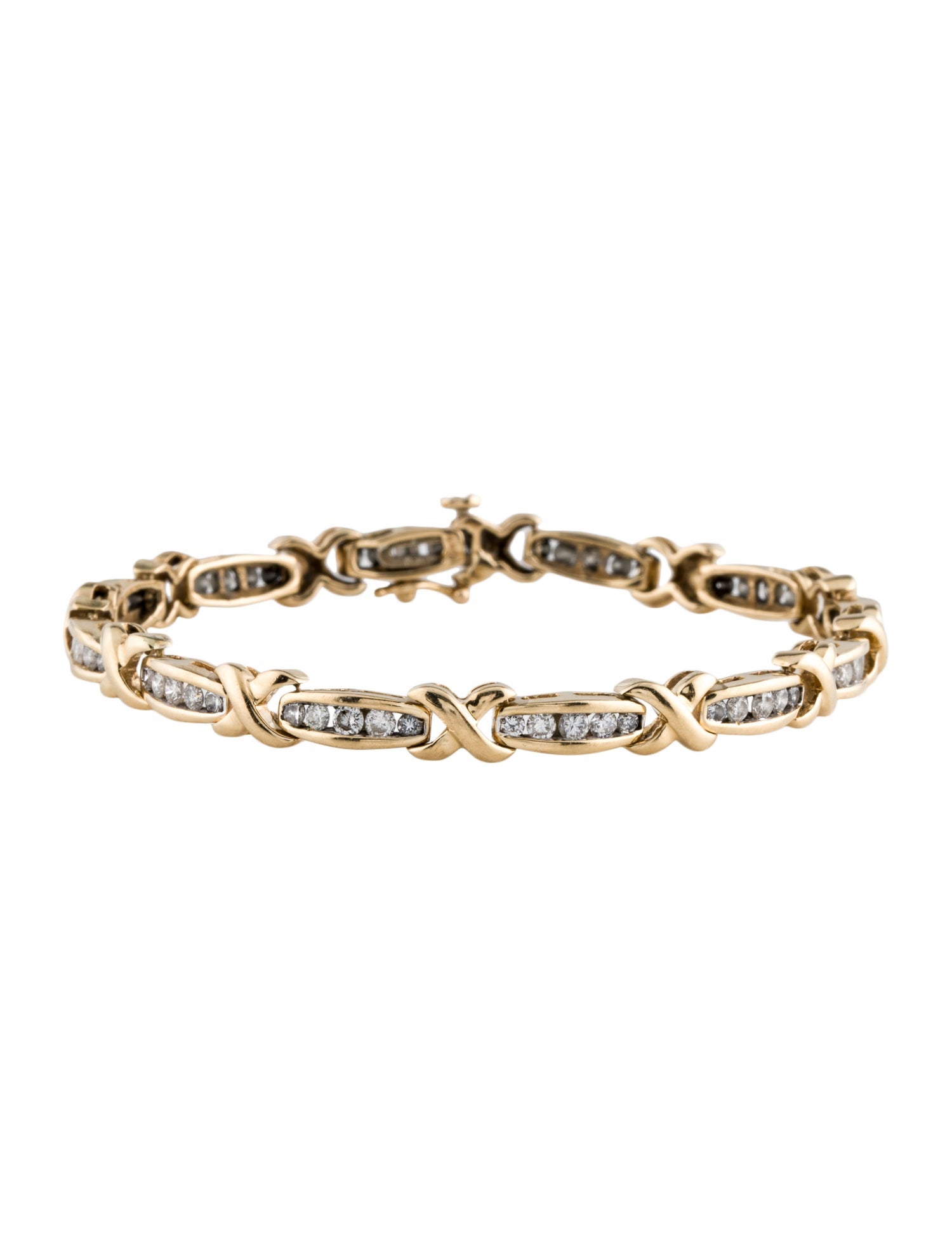 Bracelet 14K 1.90ctw Diamond Hugs & Kisses Link Bracelet - 14K Yellow ...