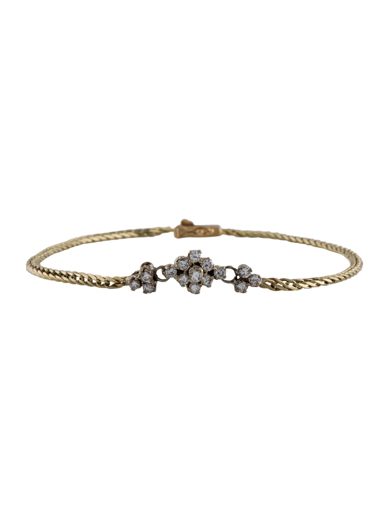 Bracelet 14K Diamond Station Bracelet - 14K Yellow Gold Station ...