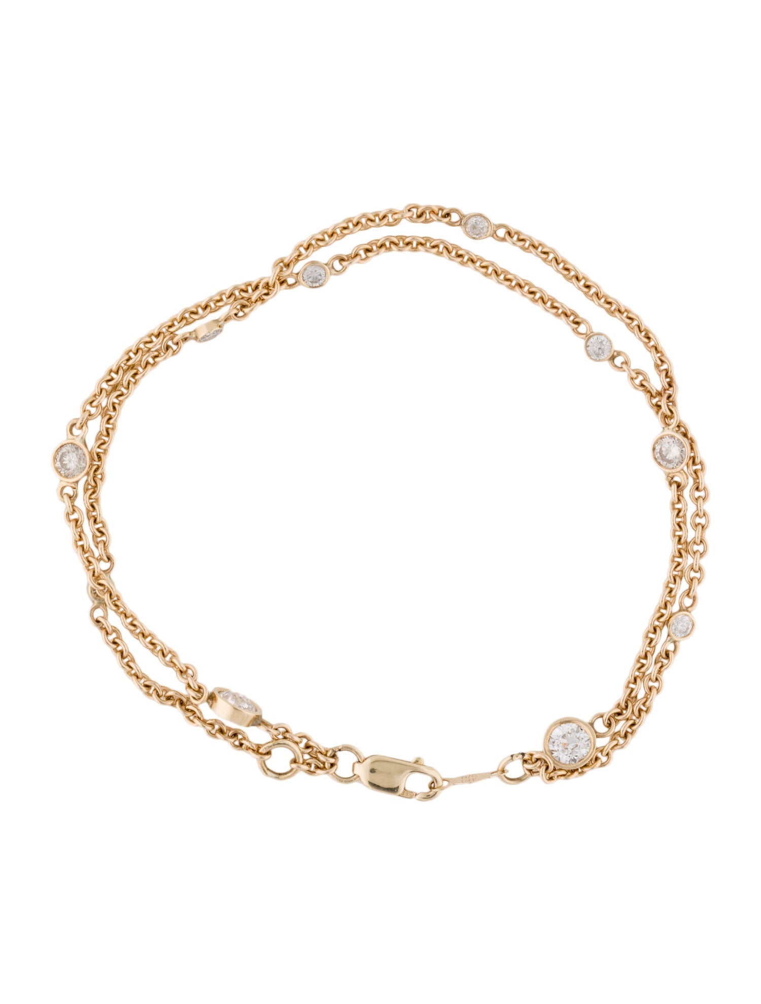 Bracelet 14K Diamond Double Strand Link Bracelet - 14K Yellow Gold Link ...